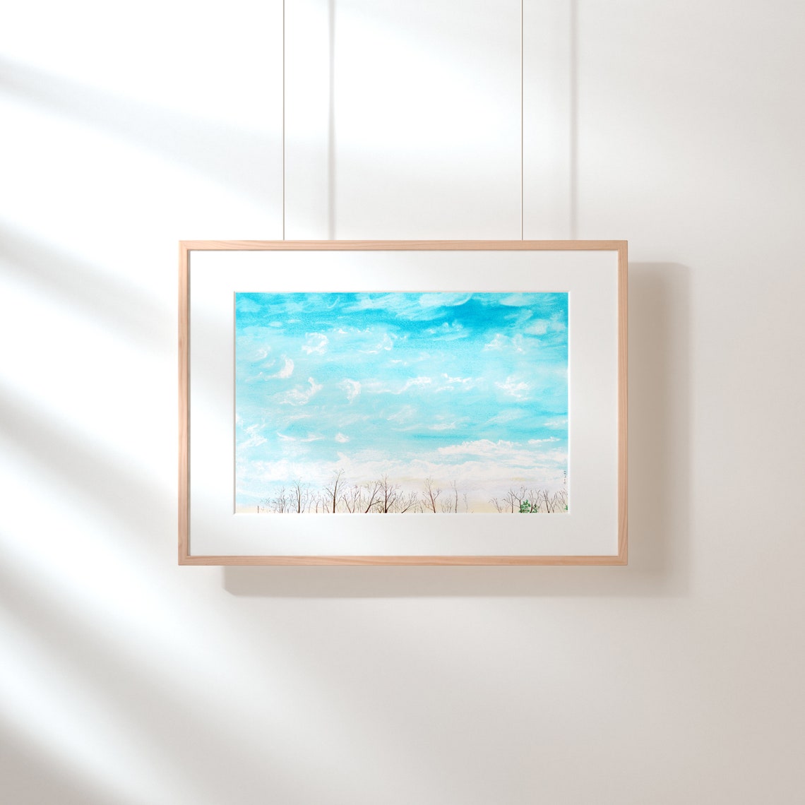 Clouds in the Clear Blue Sky, Clouds Painting, Sky Wall Art Print ...