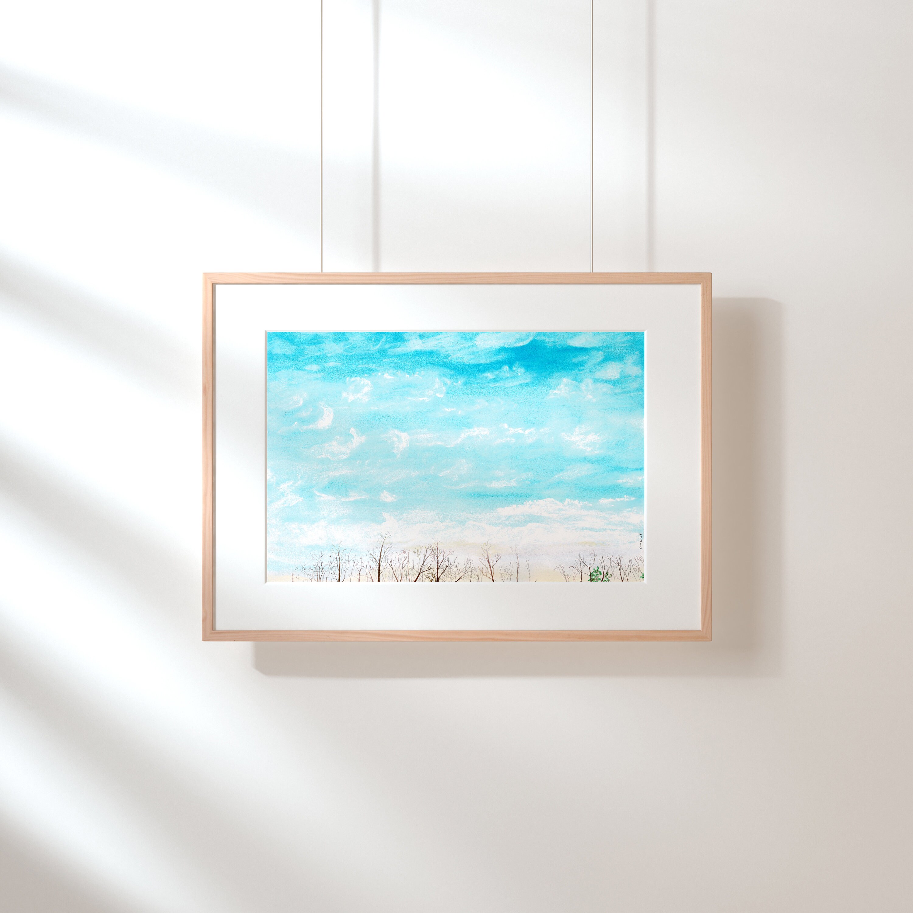 Clouds in the Clear Blue Sky, Clouds Painting, Sky Wall Art Print ...