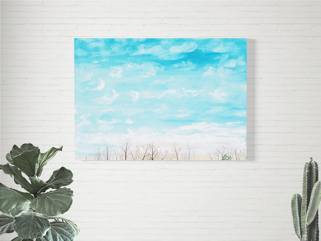 Clouds in the Clear Blue Sky, Clouds Painting, Sky Wall Art Print ...