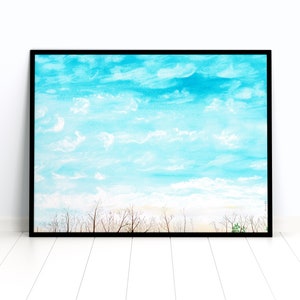 Clouds in the Clear Blue Sky, Clouds Painting, Sky Wall Art Print ...