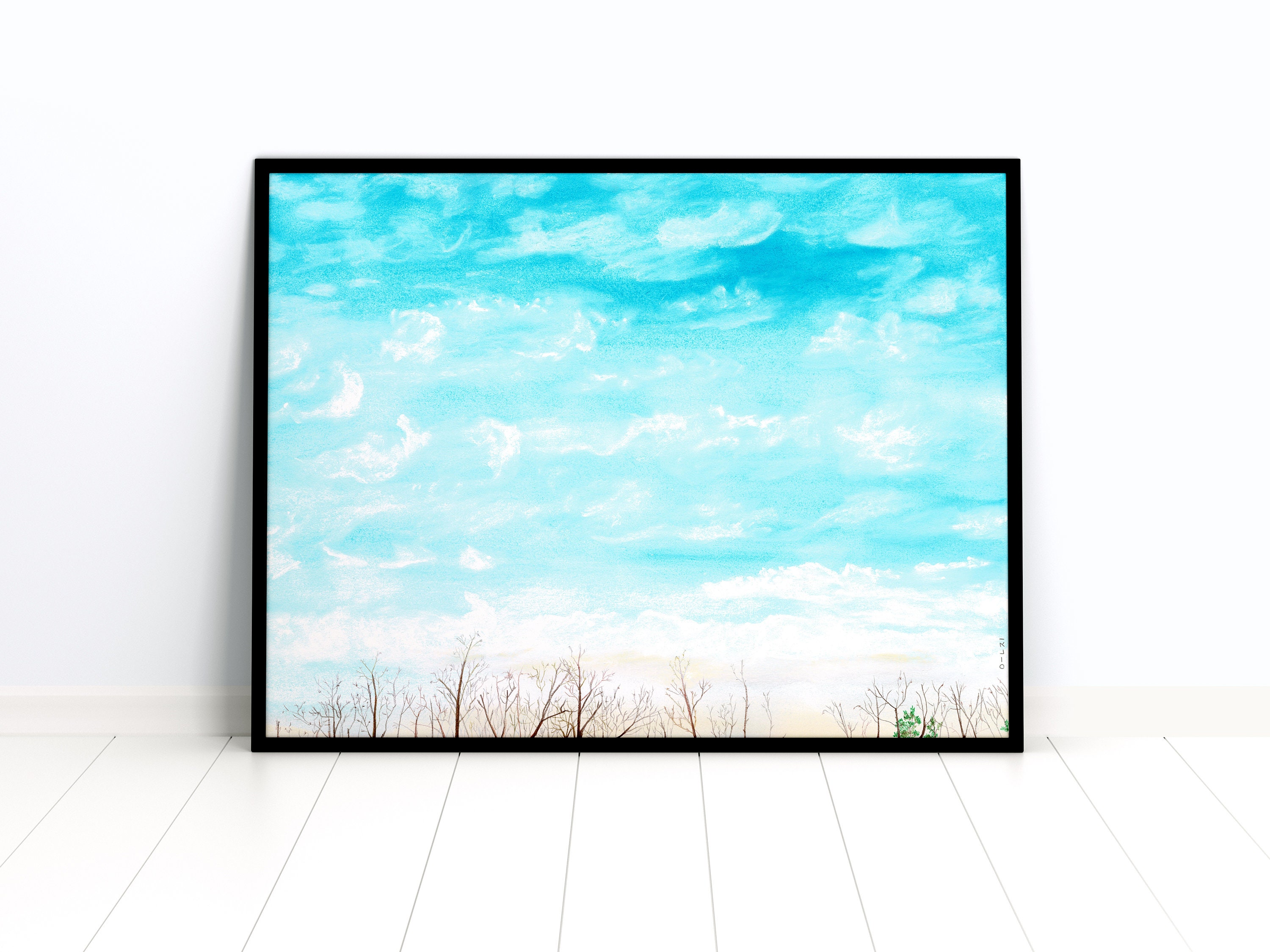 Clouds in the Clear Blue Sky, Clouds Painting, Sky Wall Art Print ...