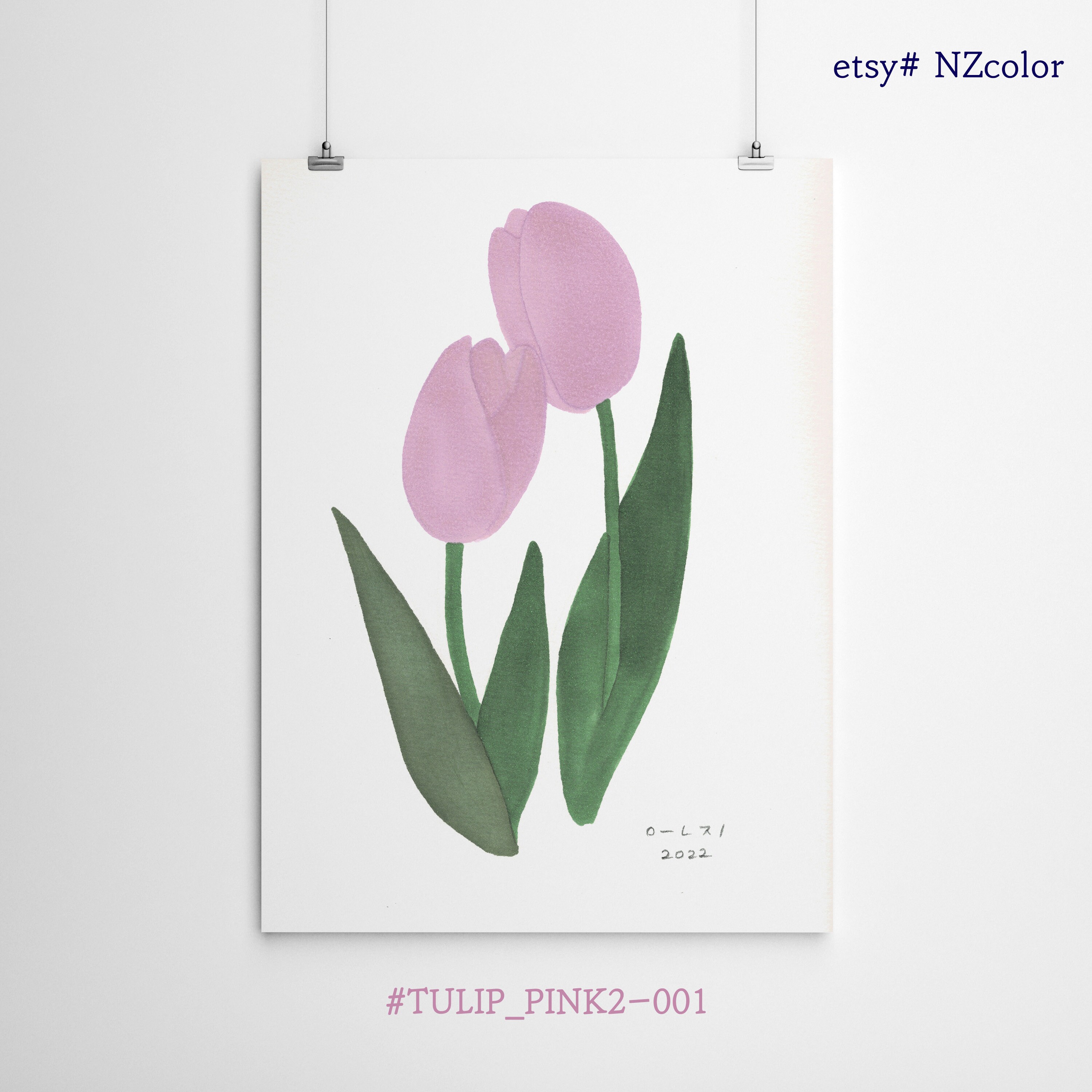 TULIP_PINK 2-001 Flower Art Print Printable Art Poster, Tulip Art ...