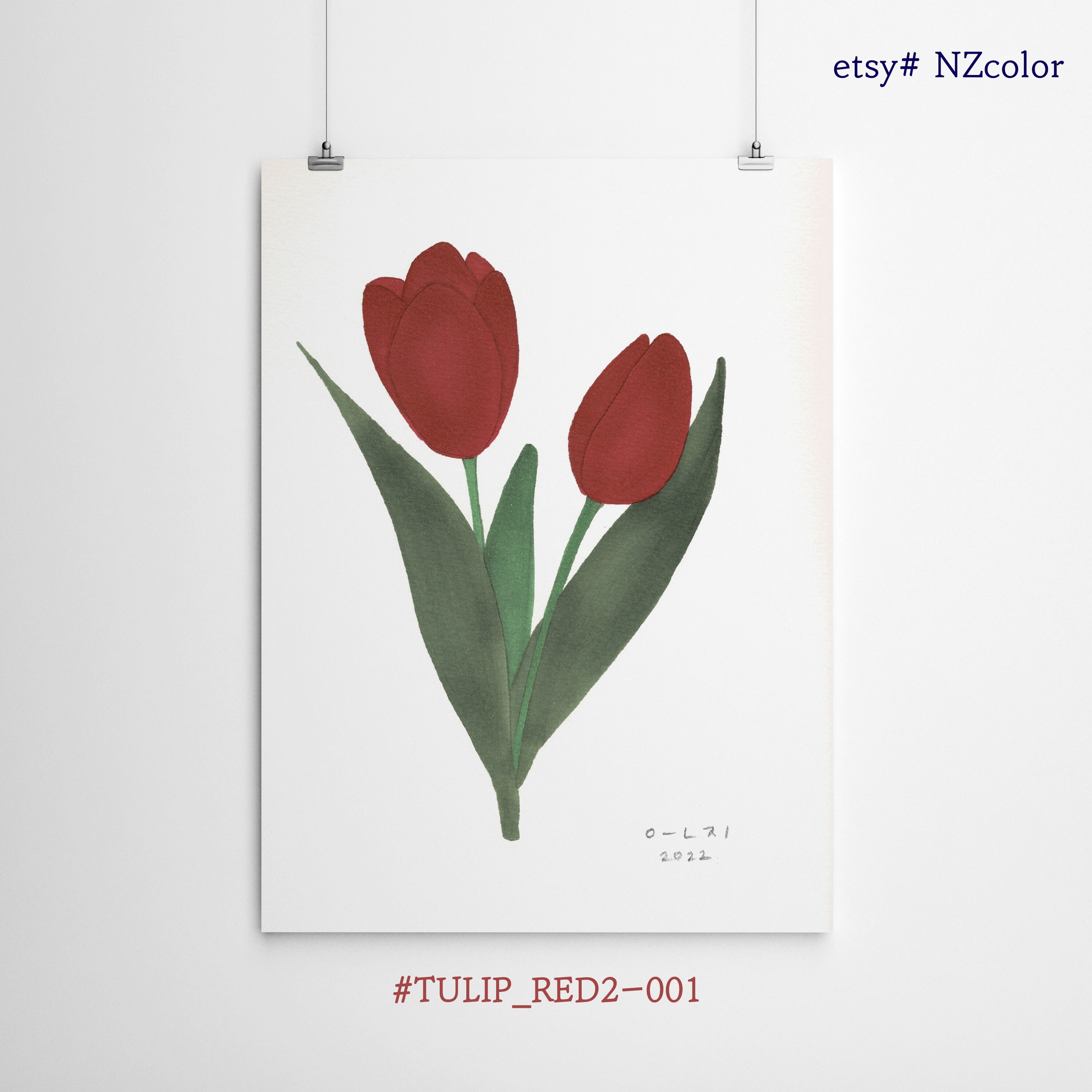TULIP_RED 2-001 | Flower Art Print | Printable Art Poster, Printable ...