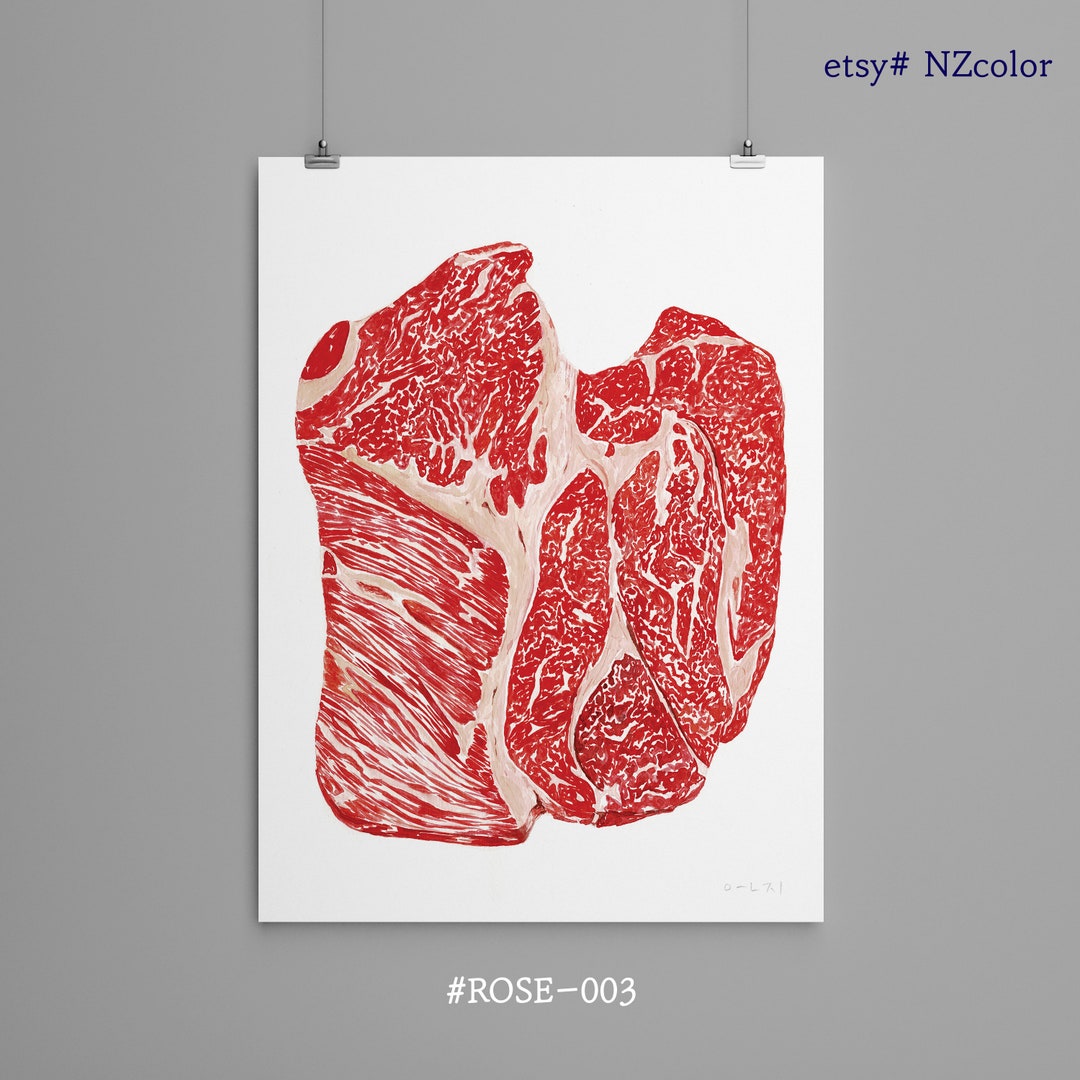 STEAK Art Print | Butcher Shop Poster, Printable Wall Art, Steak Poster ...