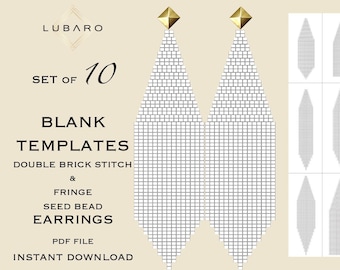 Fringe Earrings Bead Graph, Brick Stitch Earrings Blank Template, Seed ...
