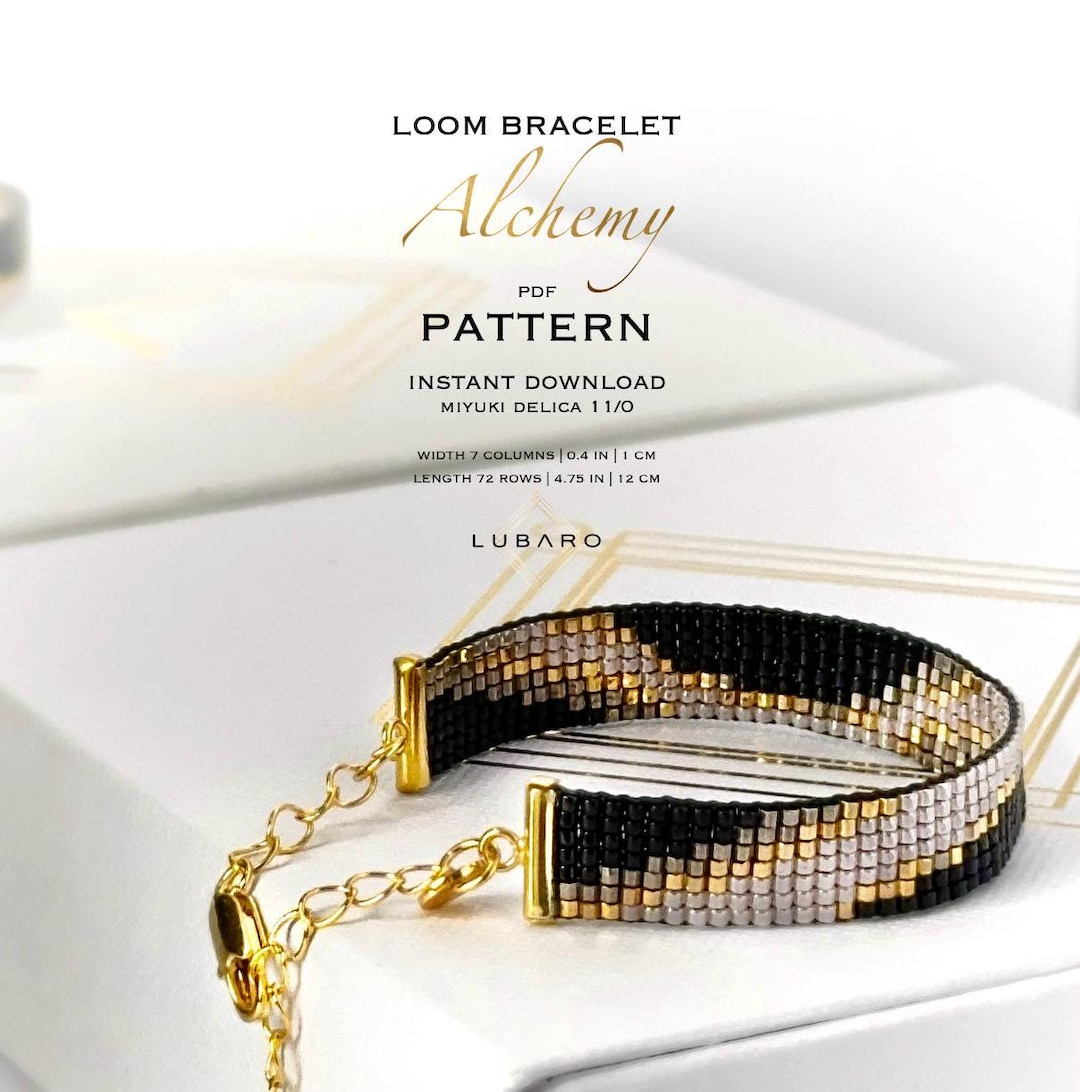 Black and Mixed Metal Loom Bracelet Pattern, Thin Loom Beaded Bracelet ...