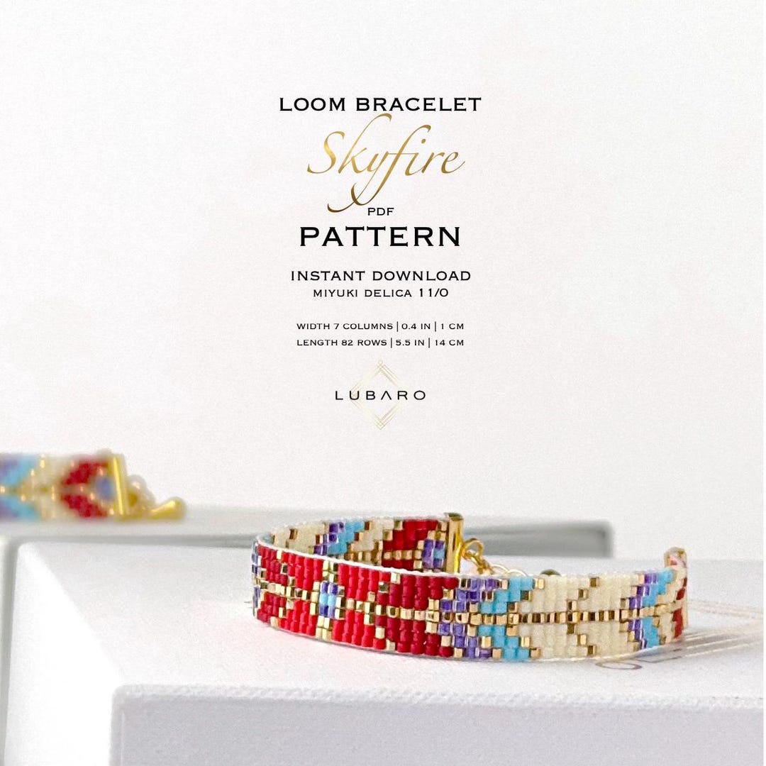 Native Geometric Floral Loom Bracelet Pattern: Delica Seed Beads Blue ...