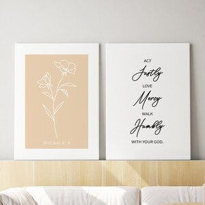 Micah 6:8, Bible Verse Wall Art Set, Scripture Set of 2, Christian ...