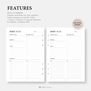 Daily Planner Template | Time Block Half Hour Day Planner | AM PM ...