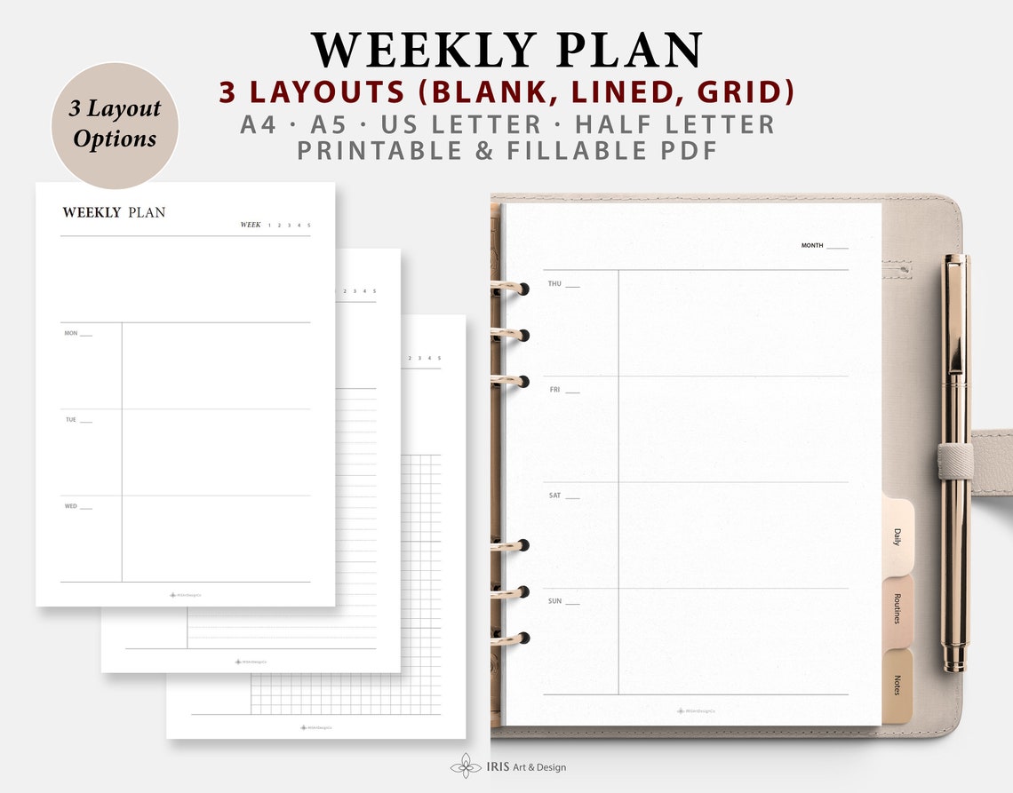 Weekly Planner Printable to Do List Weekly Planner 2 Pages Undated ...