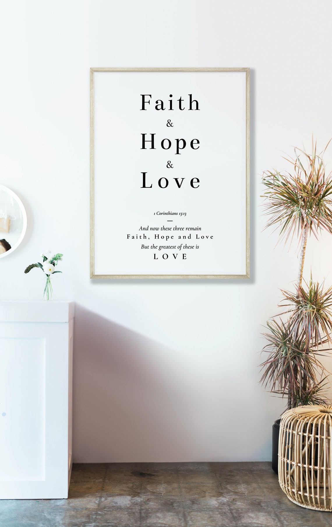 Faith Hope Love Print Bible Verse Wall Art 1 Corinthians - Etsy