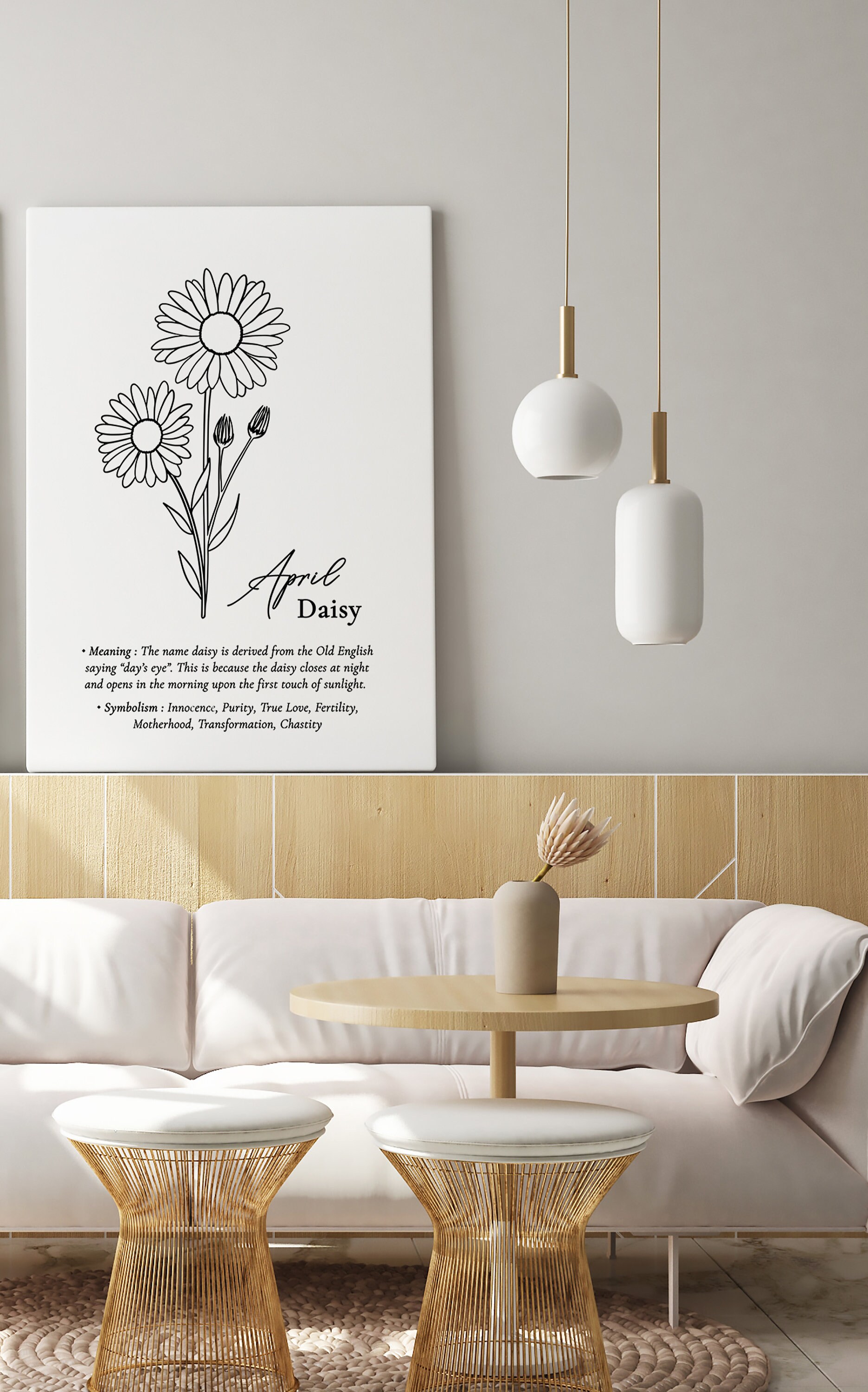 Birth Month Flower Print Printable Wall Art April Birth - Etsy