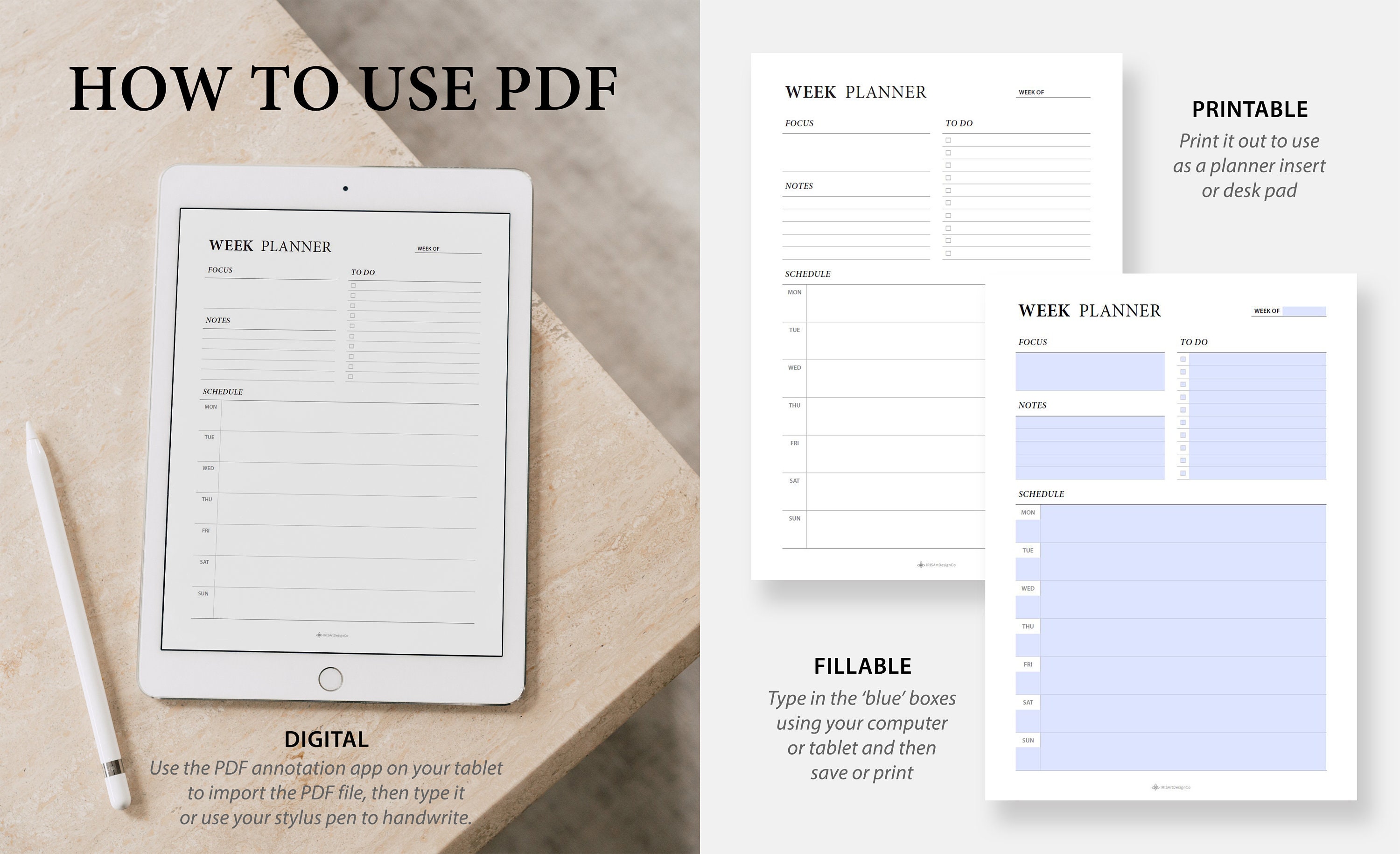 Week Planner Printable Weekly Planner Inserts Weekly Organizer Weekly ...