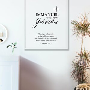 Immanuel Print, God With Us, Matthew 1:23, Bible Verse Printable Wall ...