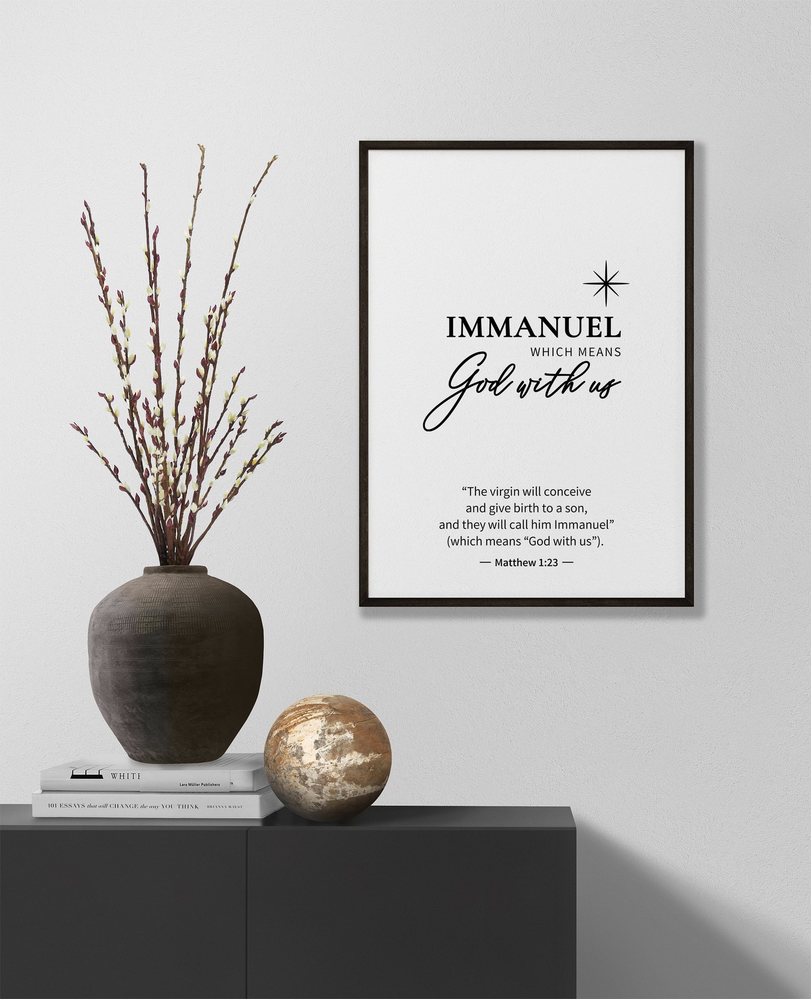 Immanuel Print, God With Us, Matthew 1:23, Bible Verse Printable Wall ...
