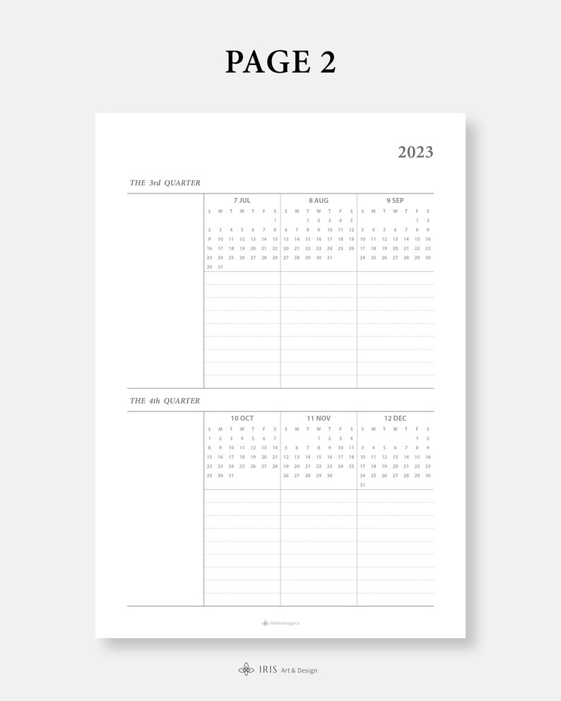 2023 Quarterly Planner Printable on 2 Pages | Quarterly Overview ...