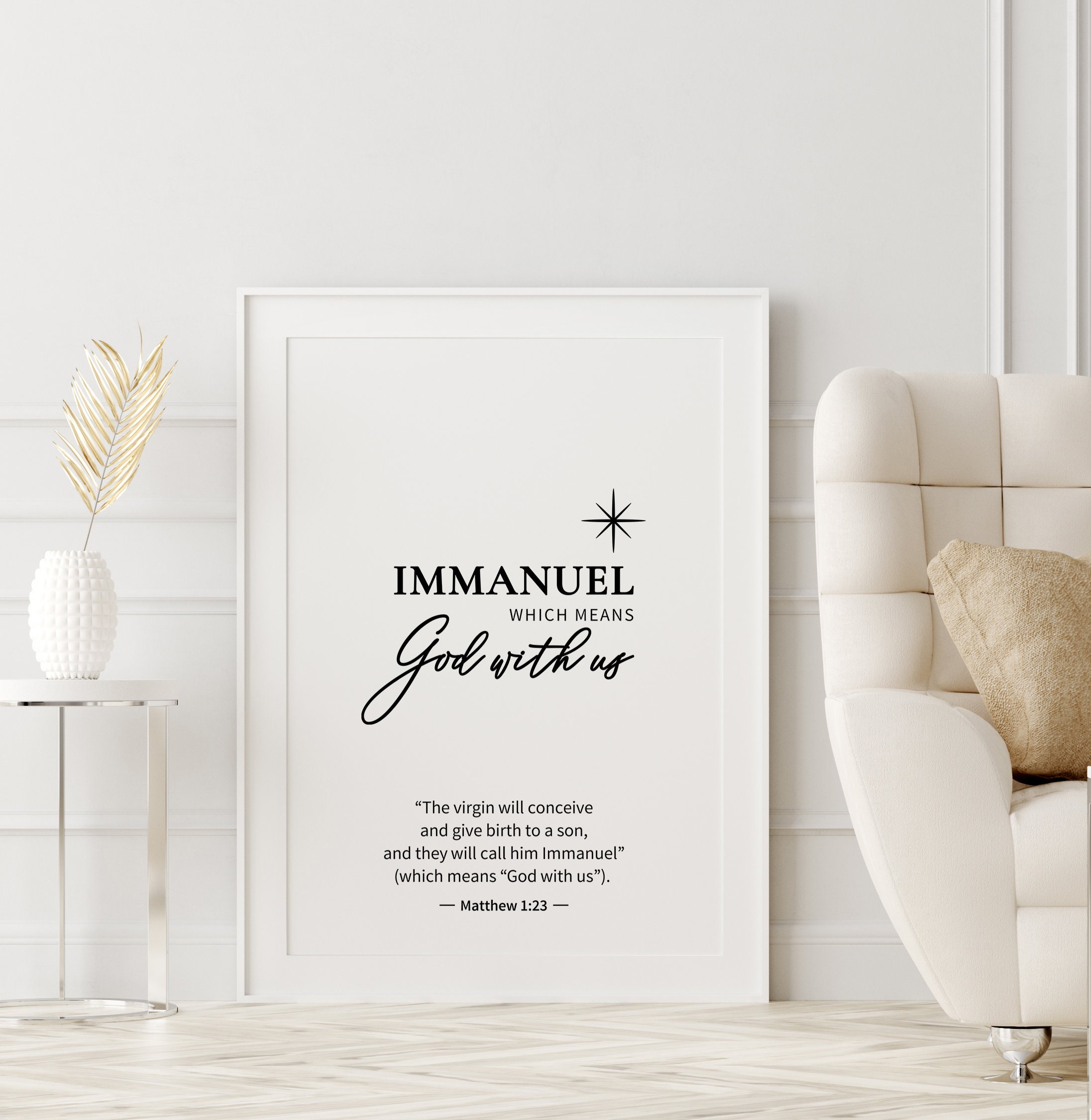 Immanuel Print, God With Us, Matthew 1:23, Bible Verse Printable Wall ...