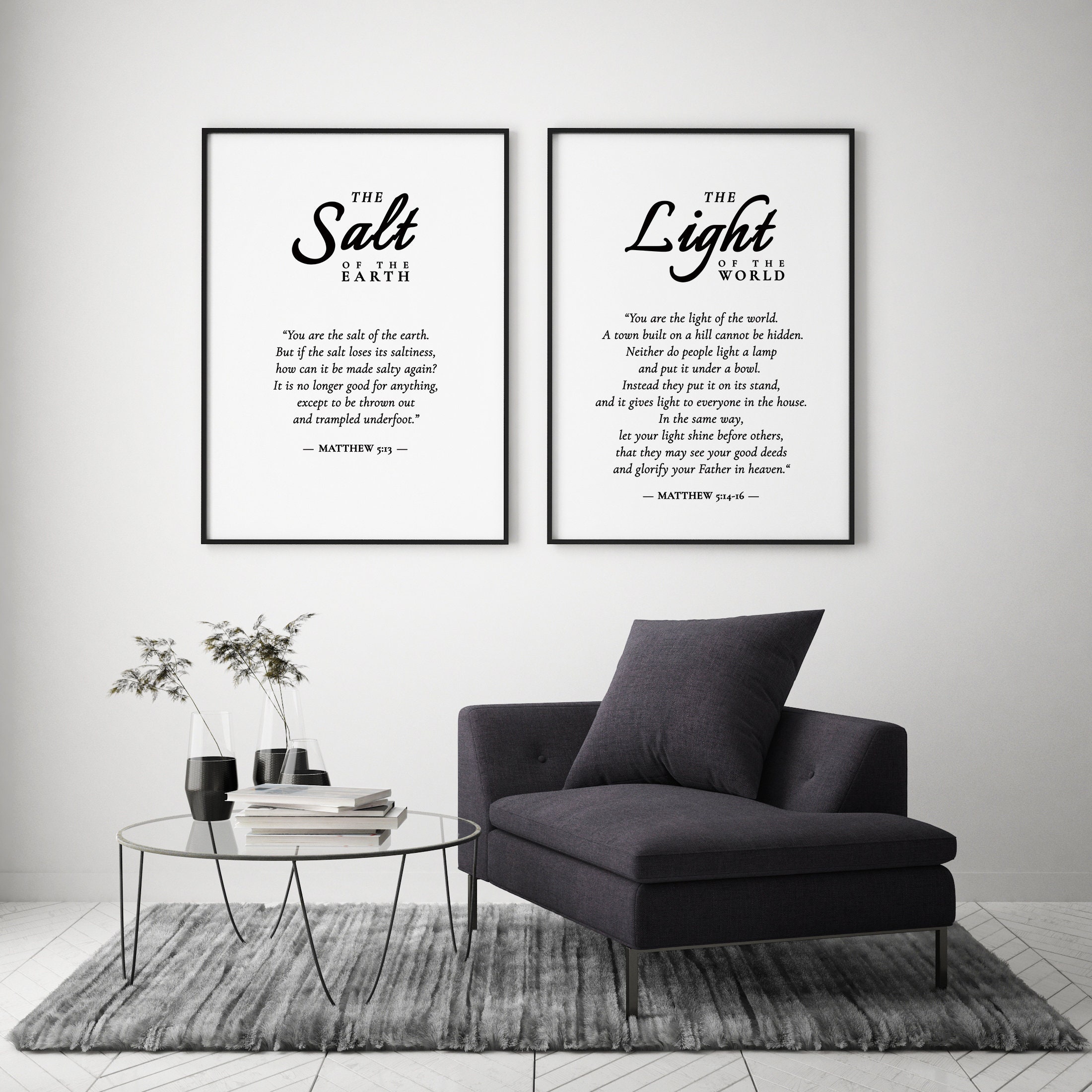 Salt and Light Prints, Printable, Bible Verse Wall Art Set of 2, Modern ...