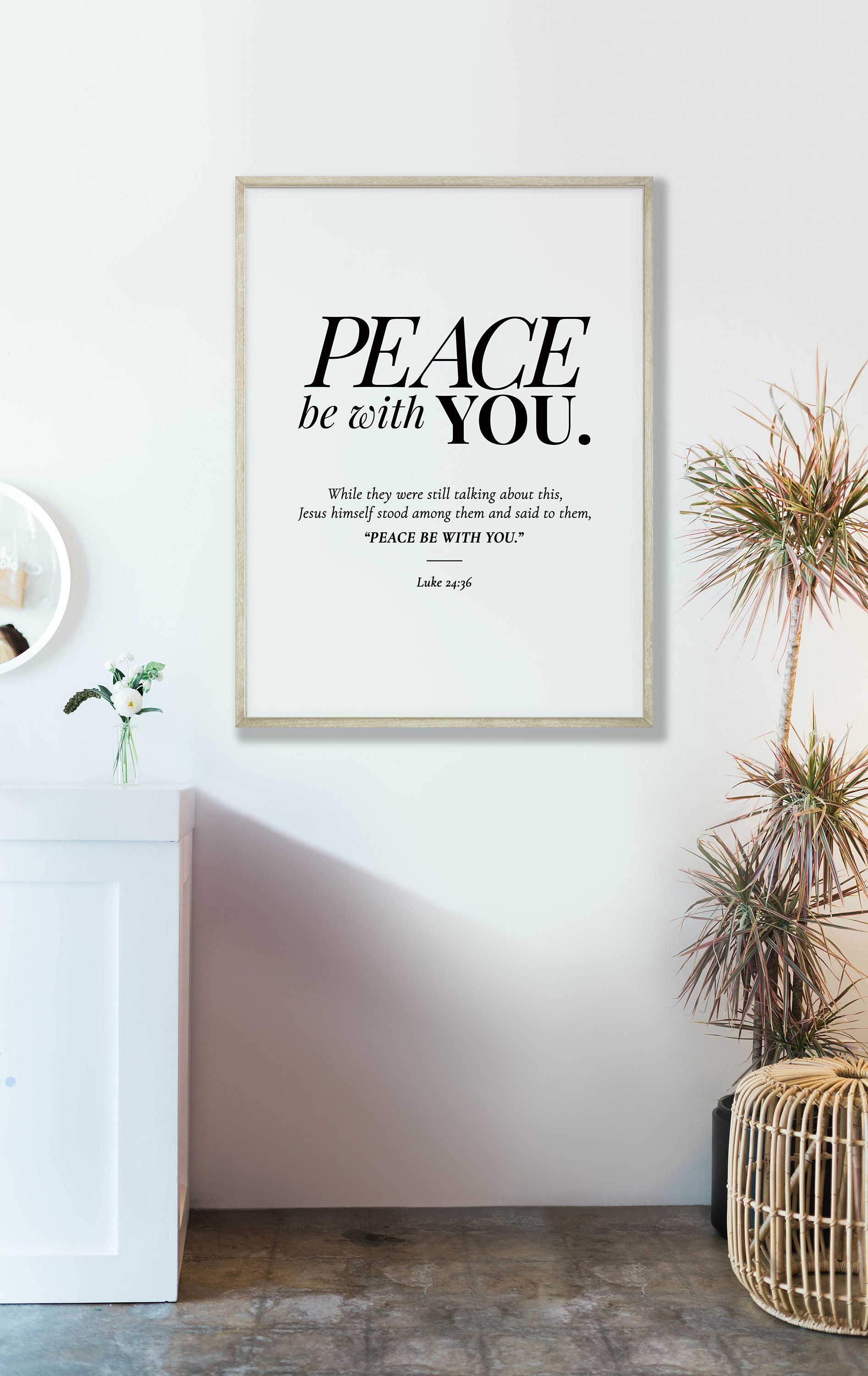 Peace Bible Verse Wall Art, Peace Quote, Peace Print, Luke 24:36 ...