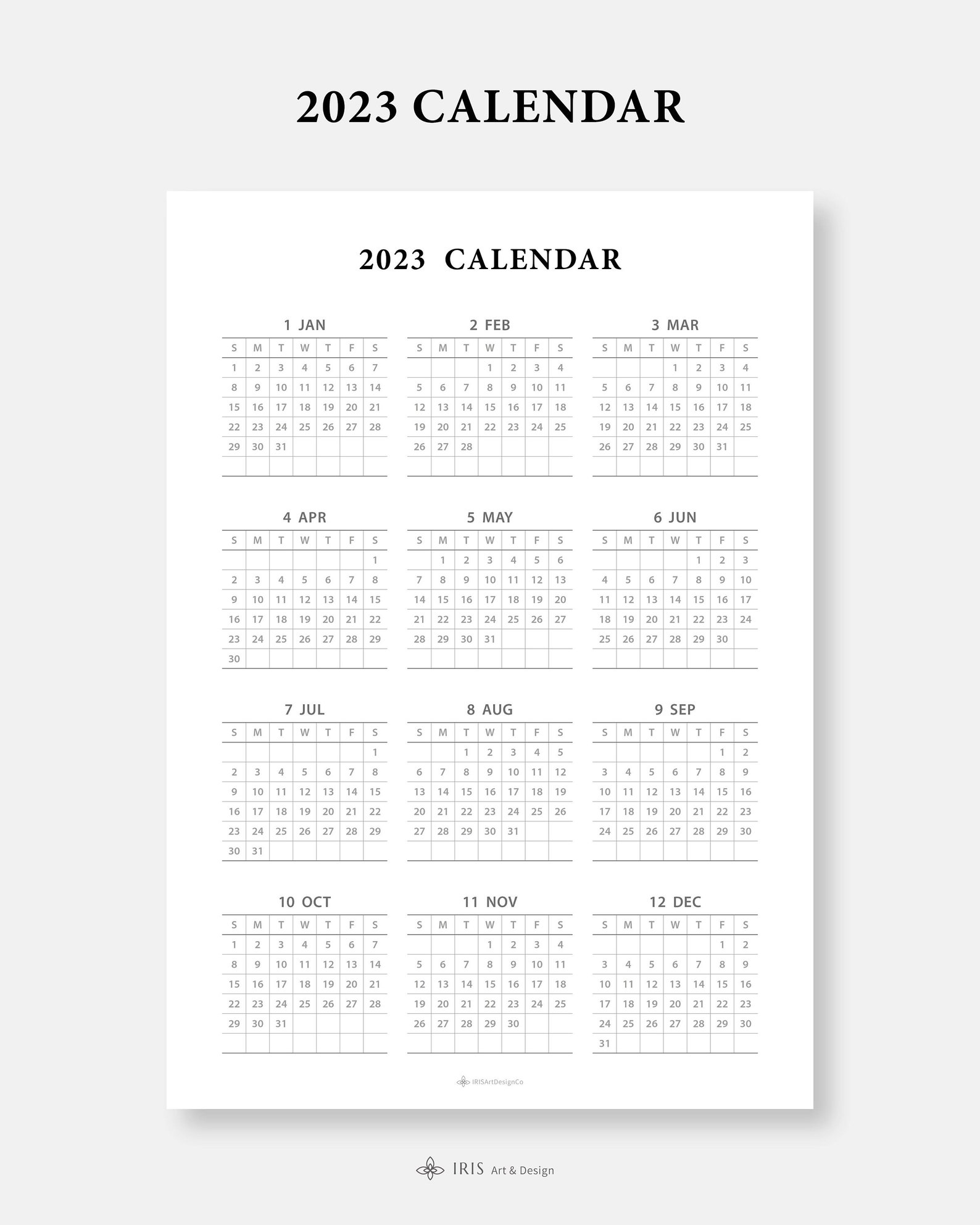 2023 2024 Calendar Pages | One Page Calendar Template | Year at a ...