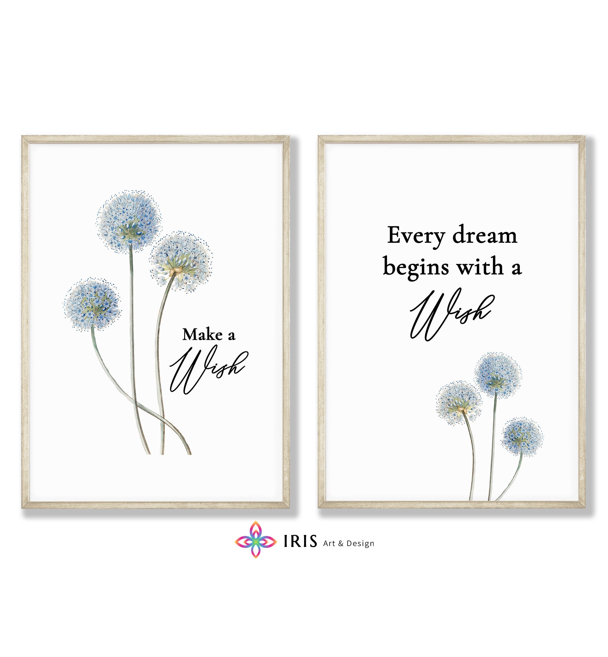 Make a Wish Dandelion Print, Wish Quote, Floral Quote, Dandelion Wall ...