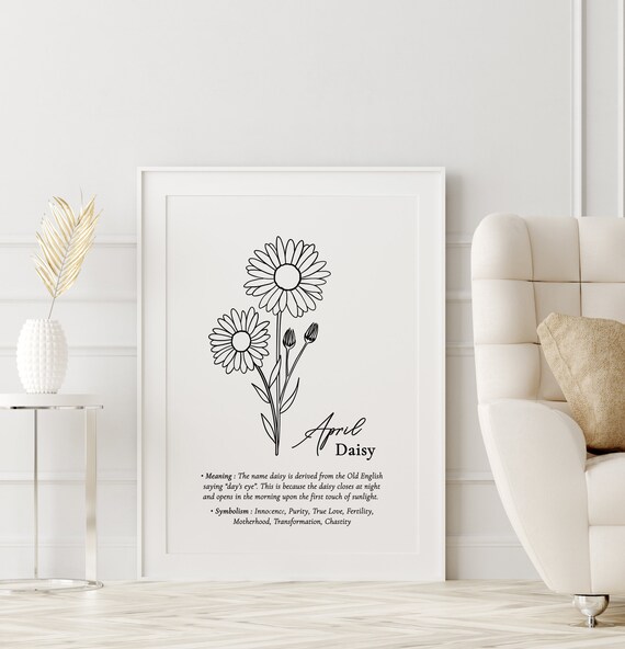 Birth Month Flower Print Printable Wall Art April Birth | Etsy