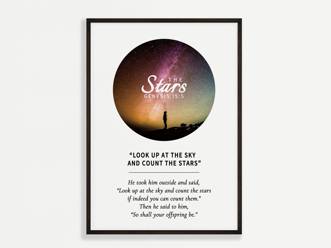Star Print Wall Art, Star Bible Verse Print, Genesis 15 5, Bible Verse ...