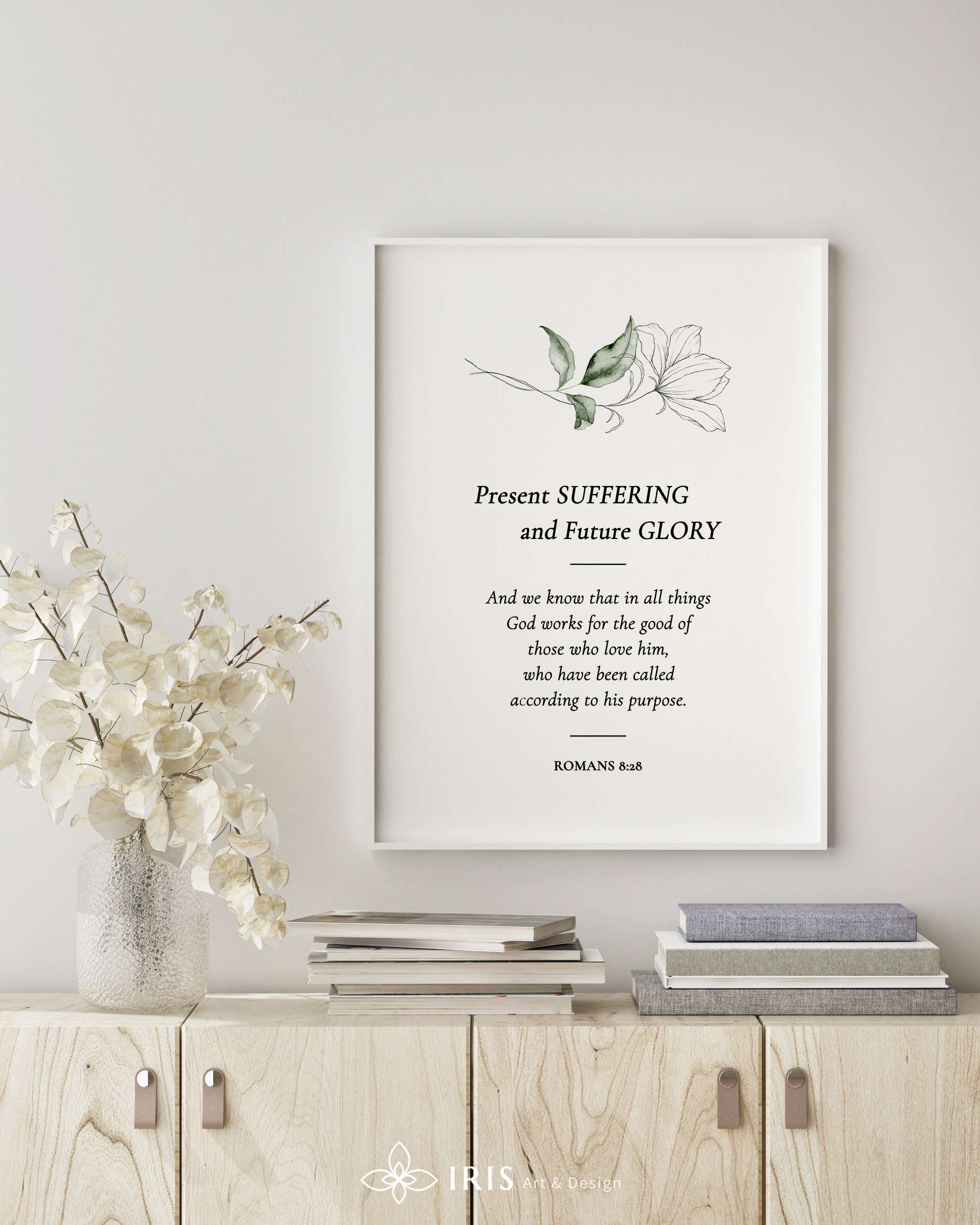 Romans 8:28 Bible Verse Wall Art Printable Floral Scripture - Etsy