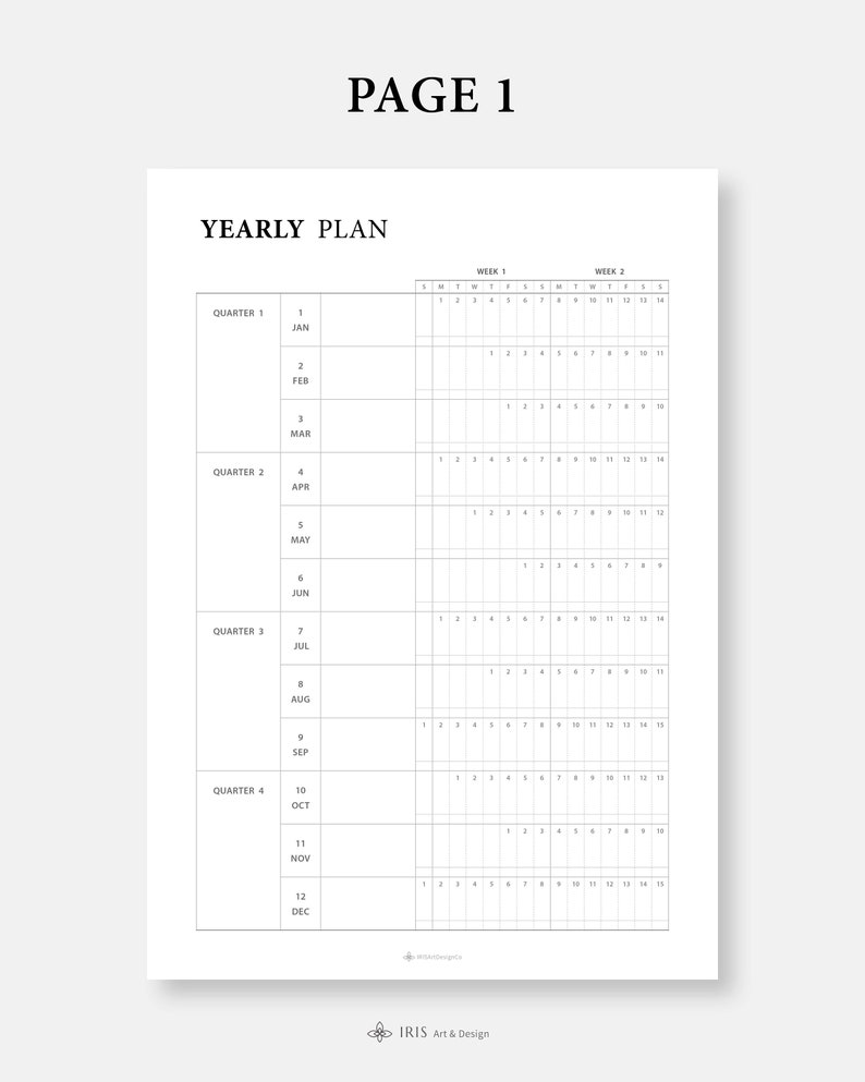 2024 Year at a Glance Printable Inserts Yearly 12 Months Overview ...