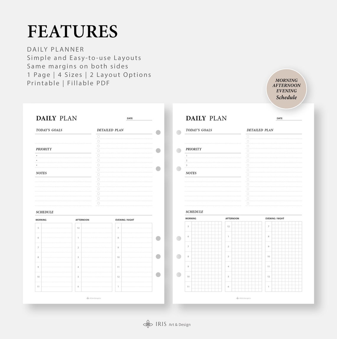 Daily Planner Printable Time Block Half Hour Day Planner Day Schedule ...