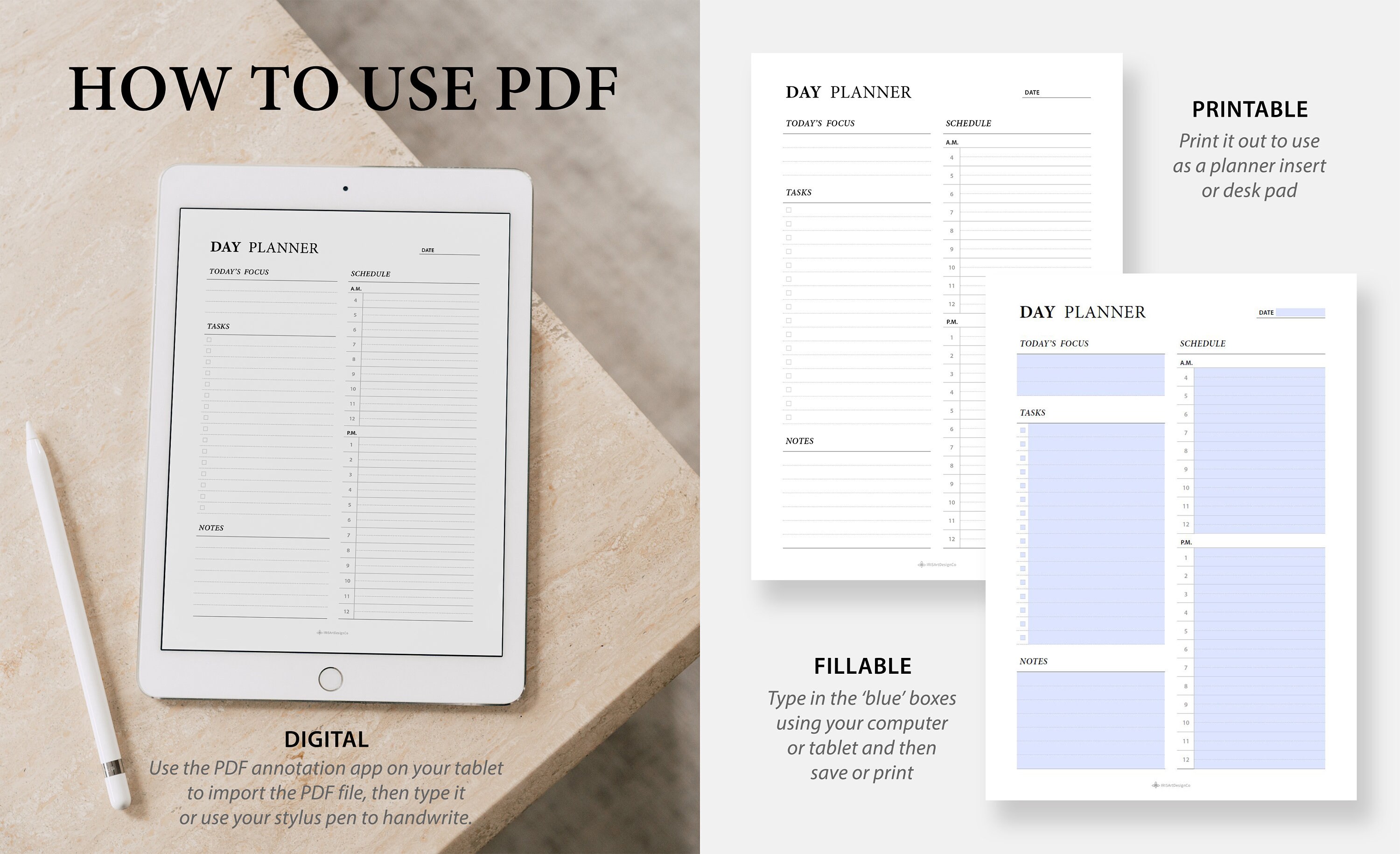 Day Planner Printable Daily Schedule to Do List Hourly - Etsy
