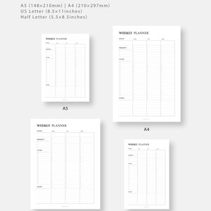 Weekly Hourly Schedule 2 Pages | Vertical Weekly Planner Refill ...