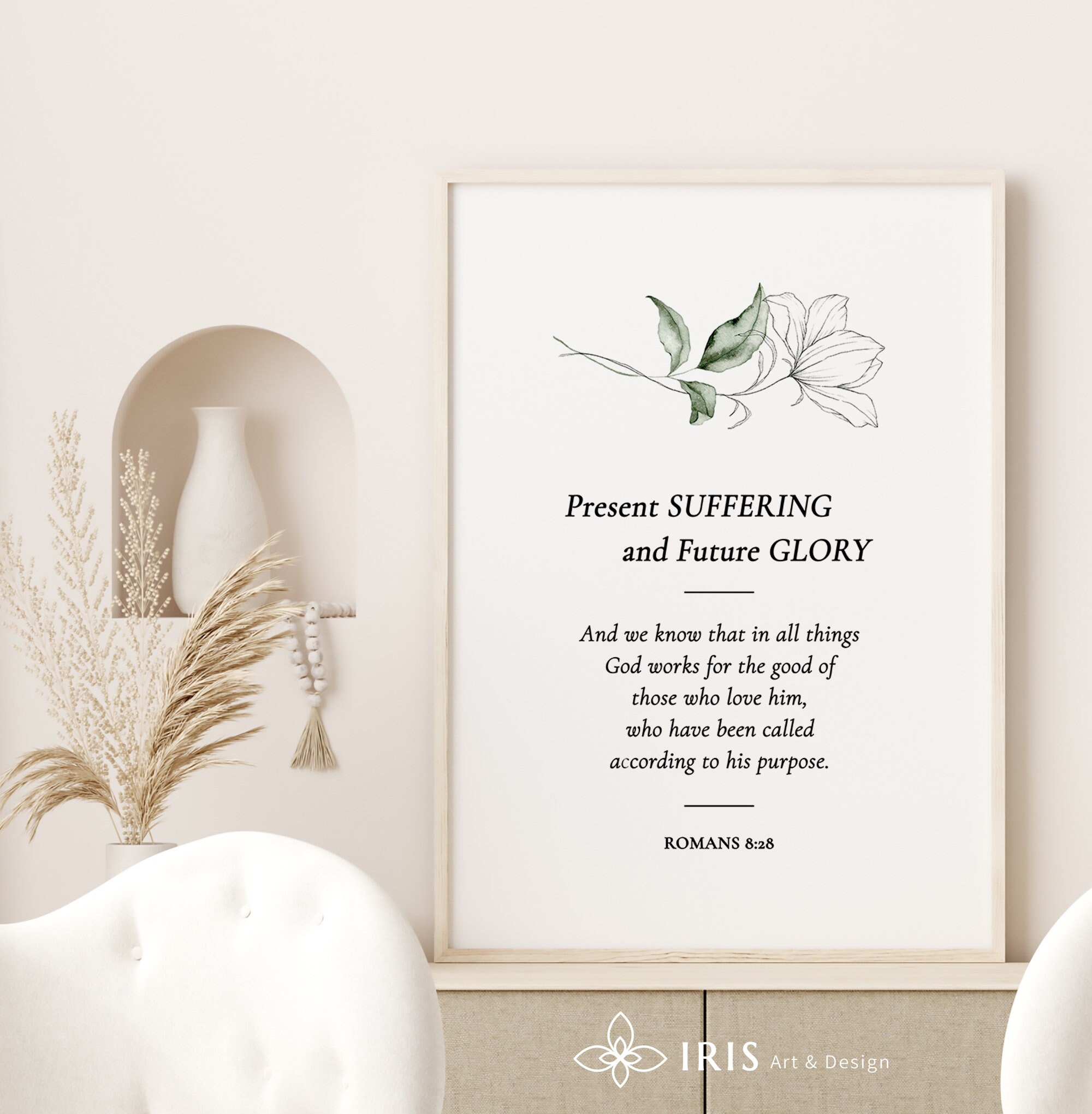 Romans 8:28 Bible Verse Wall Art Printable Floral Scripture - Etsy