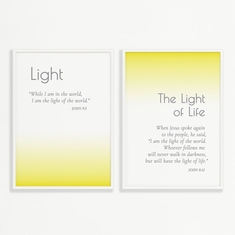 Light Print, Scripture Set of 2, Light Bible Verse Wall Art Set of 2 ...