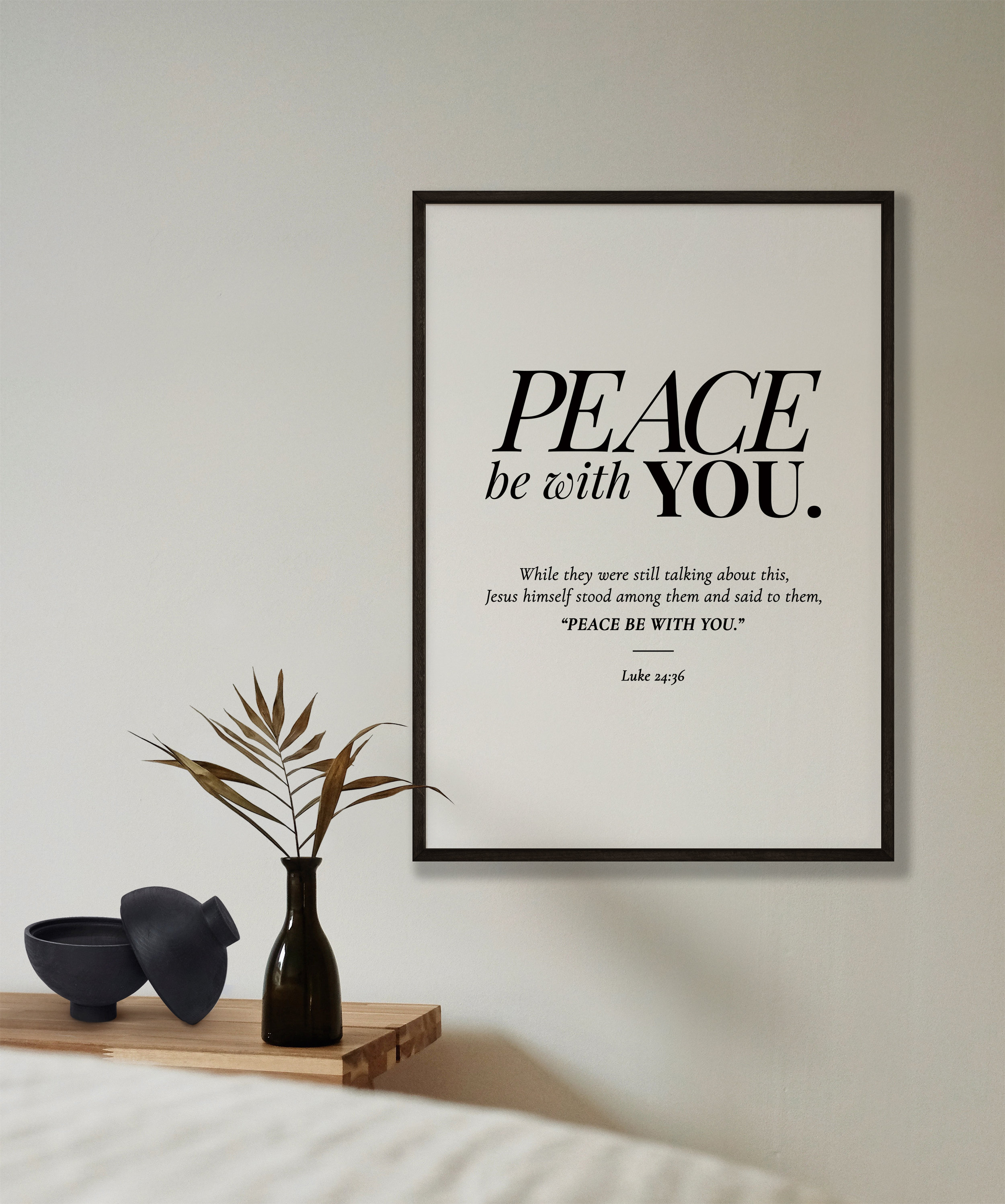 Peace Bible Verse Wall Art, Peace Quote, Peace Print, Luke 24:36 ...