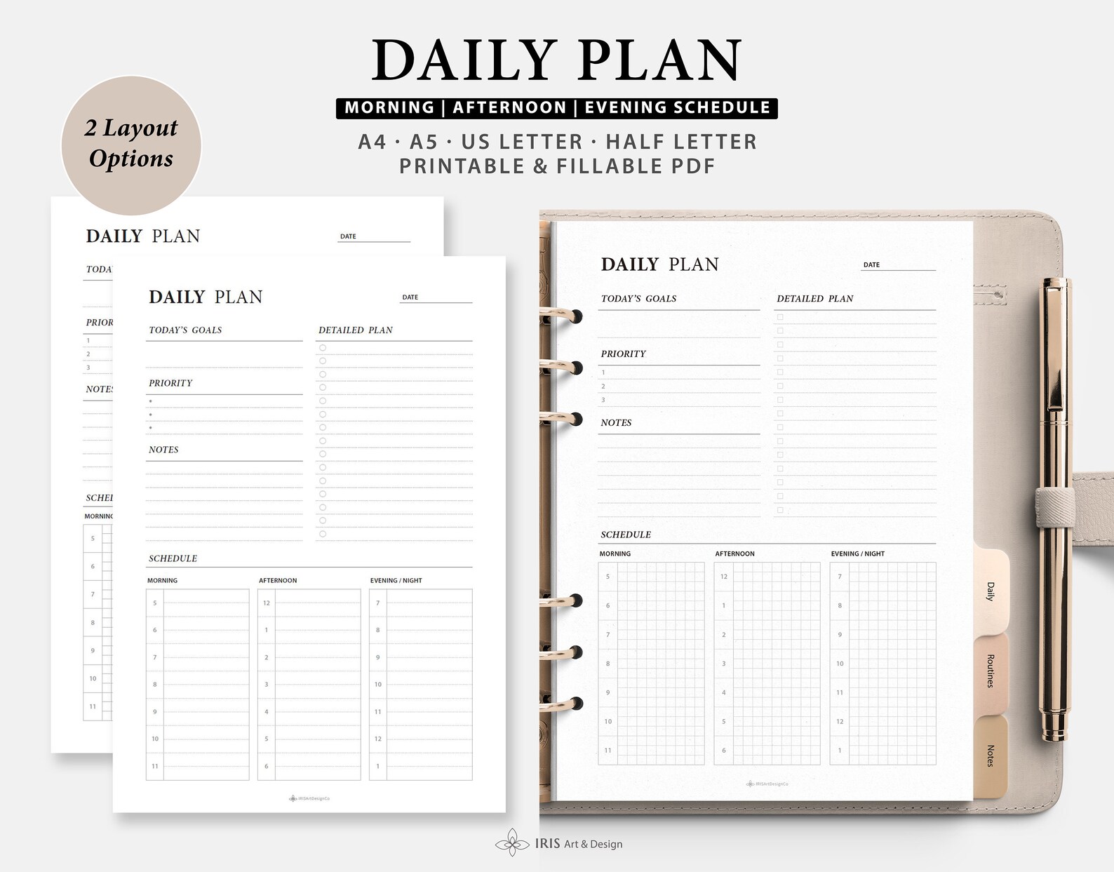 Daily Planner Printable Time Block Half Hour Day Planner Day Schedule ...
