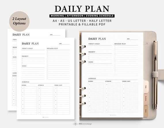 Daily Planner Printable Time Block Half Hour Day Planner - Etsy