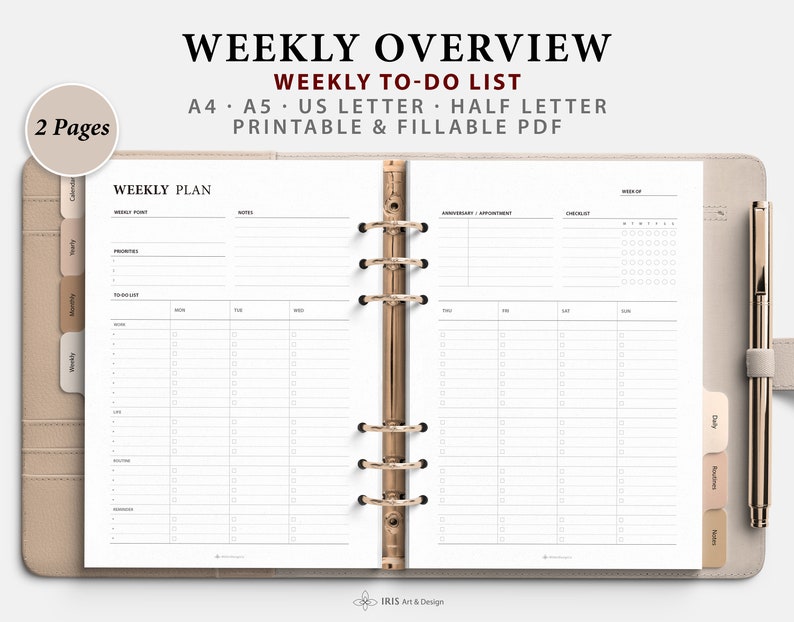 Weekly to Do List Printable | Weekly Planner 2 Pages | Weekly Routine ...