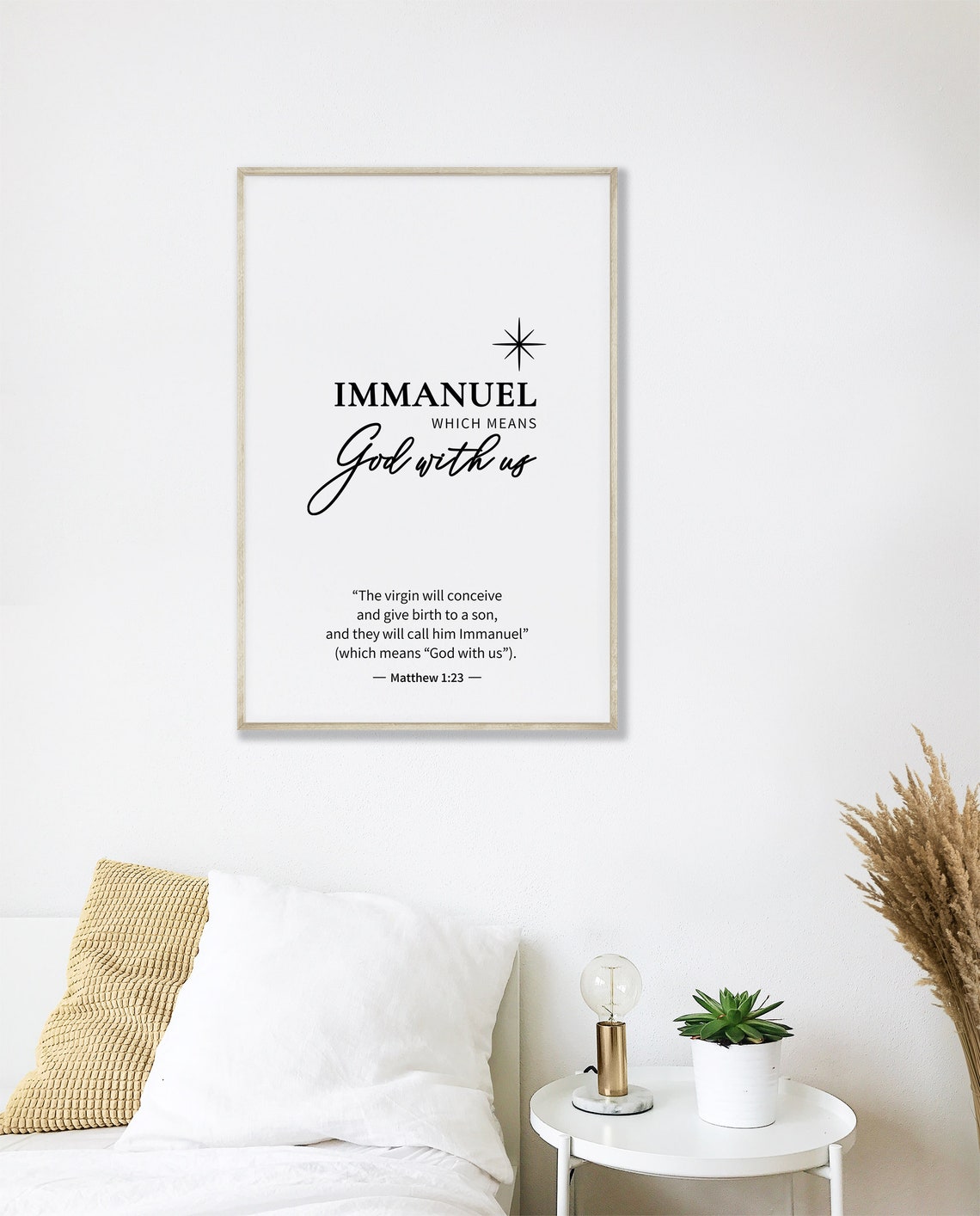 Immanuel Print, God With Us, Matthew 1:23, Bible Verse Printable Wall ...