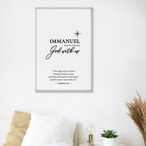 Immanuel Print, God With Us, Matthew 1:23, Bible Verse Printable Wall ...