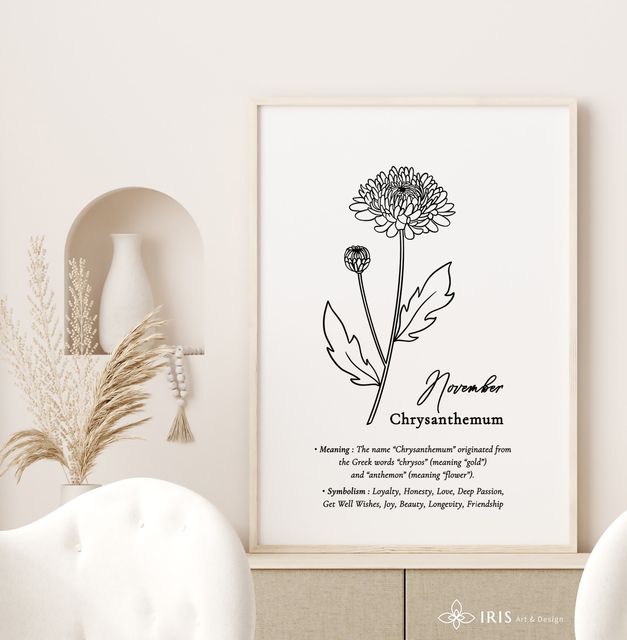Birth Month Flower Print, Printable Wall Art, November Birth Month ...