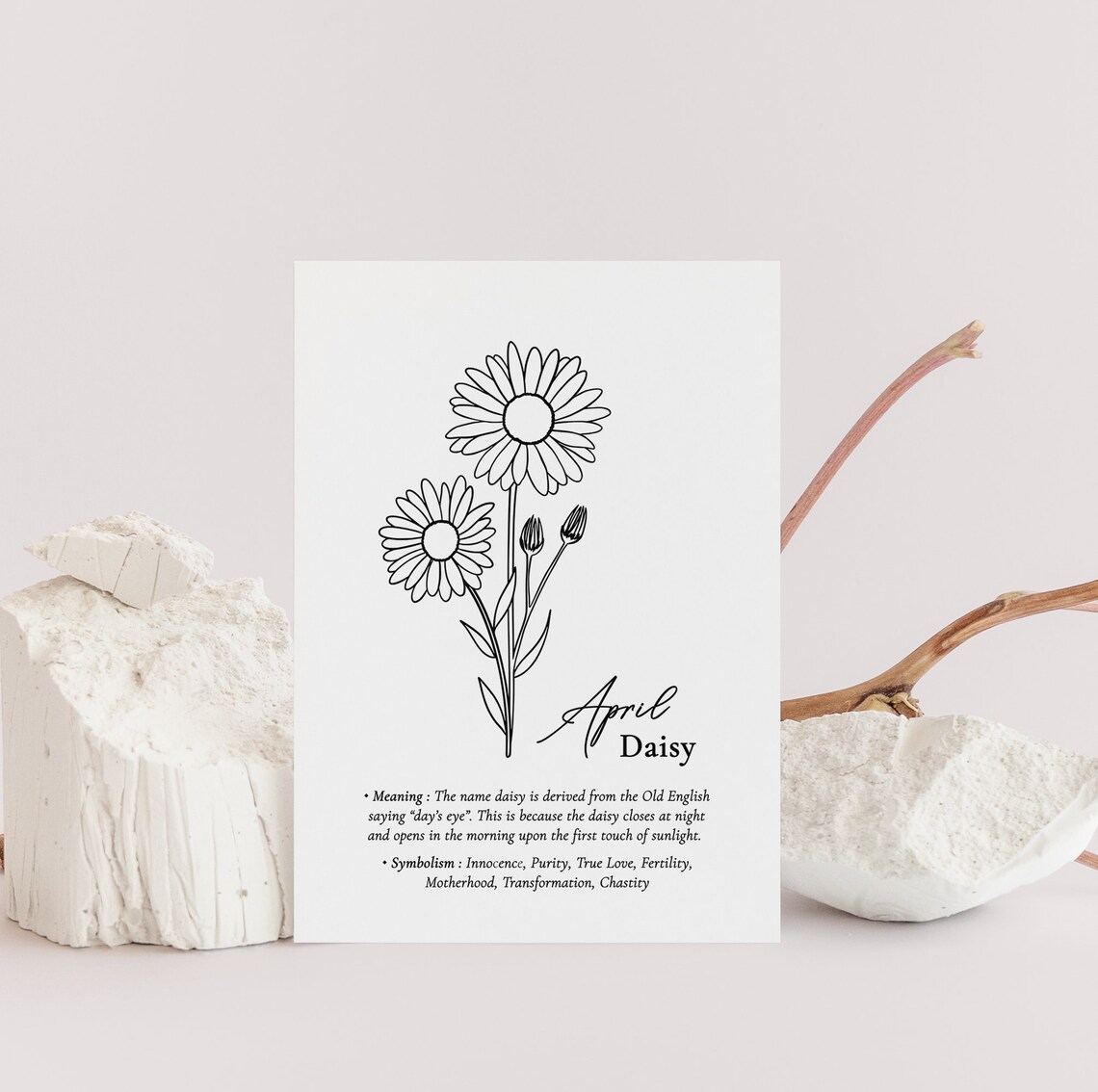 Birth Month Flower Print Printable Wall Art April Birth - Etsy