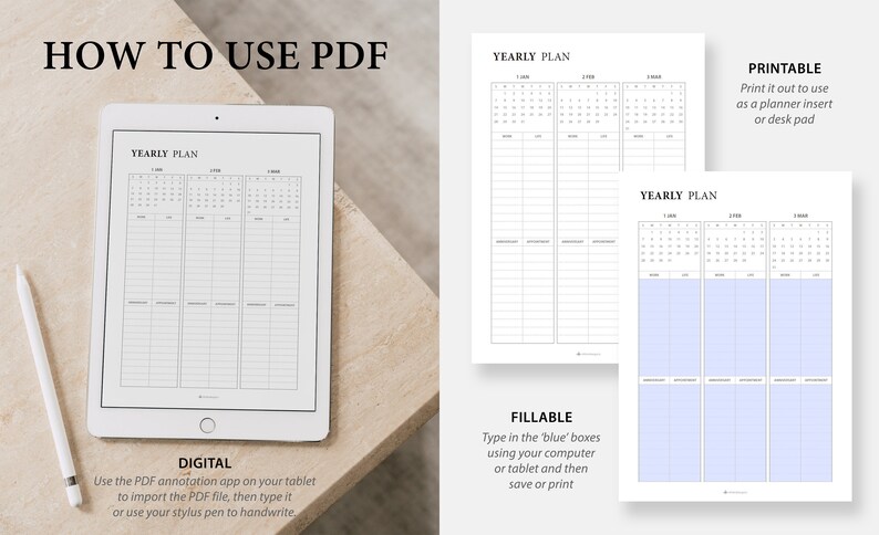2024 Quarterly Work & Life to Do List Printable Yearly Overview ...