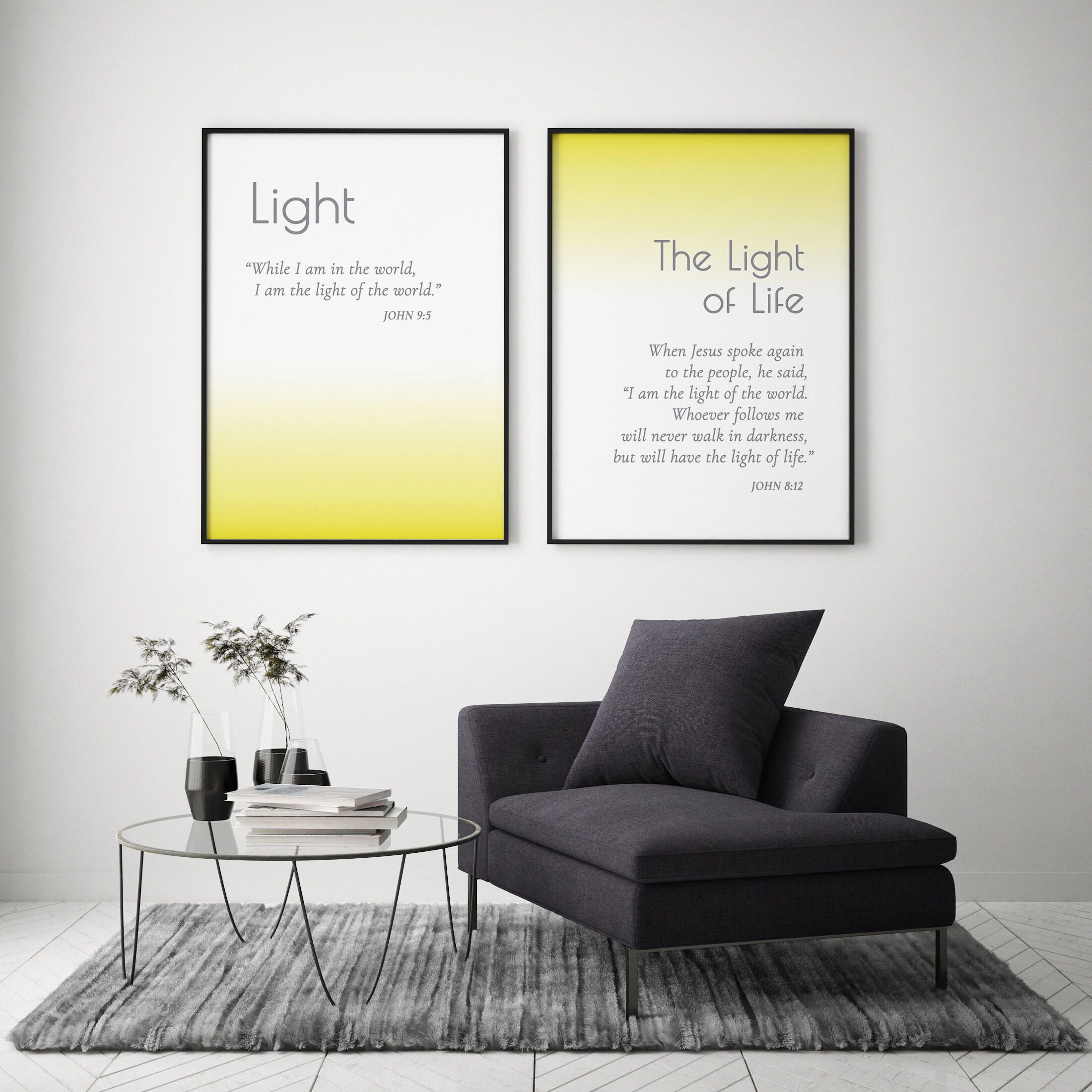 Light Print, Scripture Set of 2, Light Bible Verse Wall Art Set of 2 ...