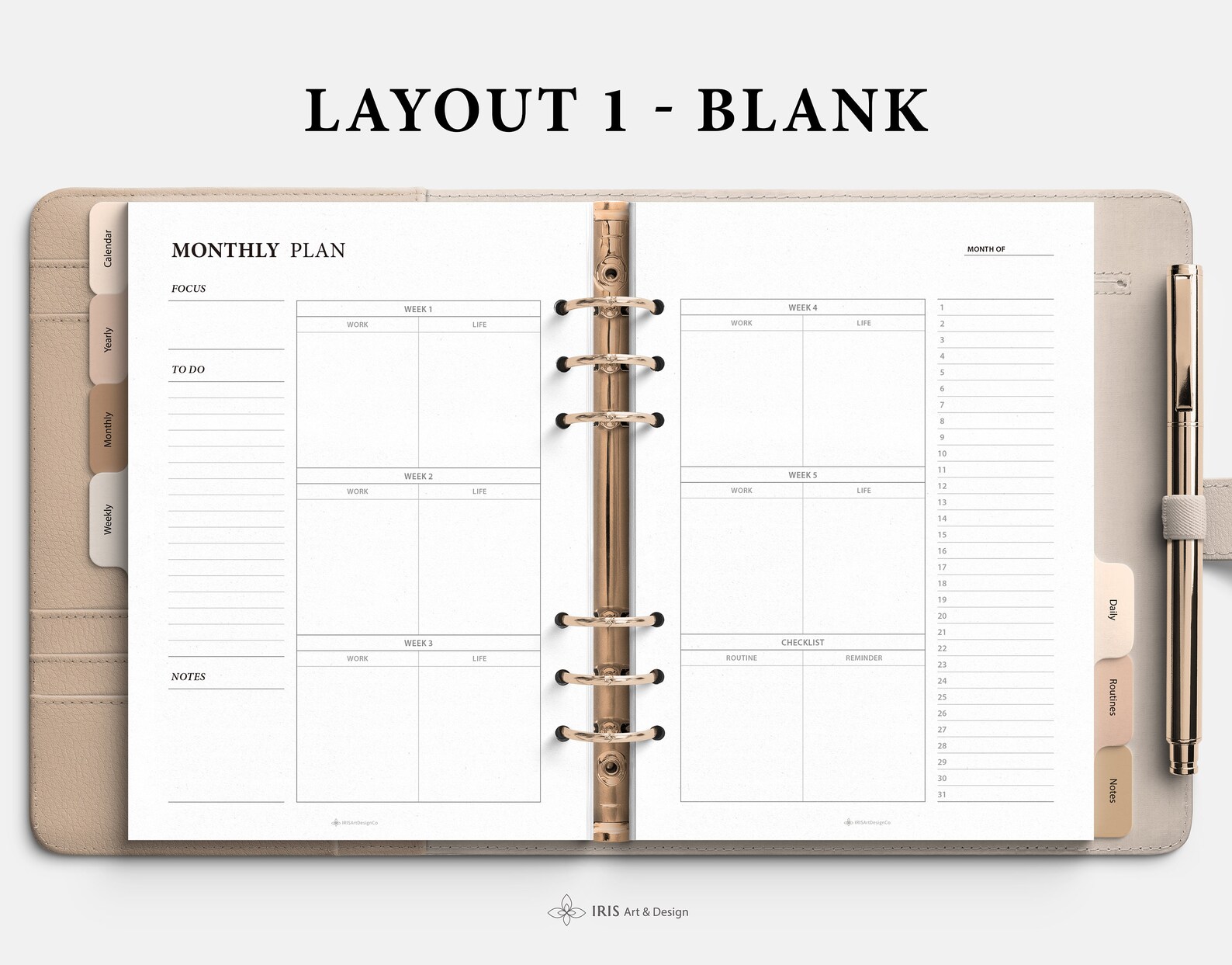 Monthly Planner Inserts Printable 2 Pages Monthly Work & Life to Do ...