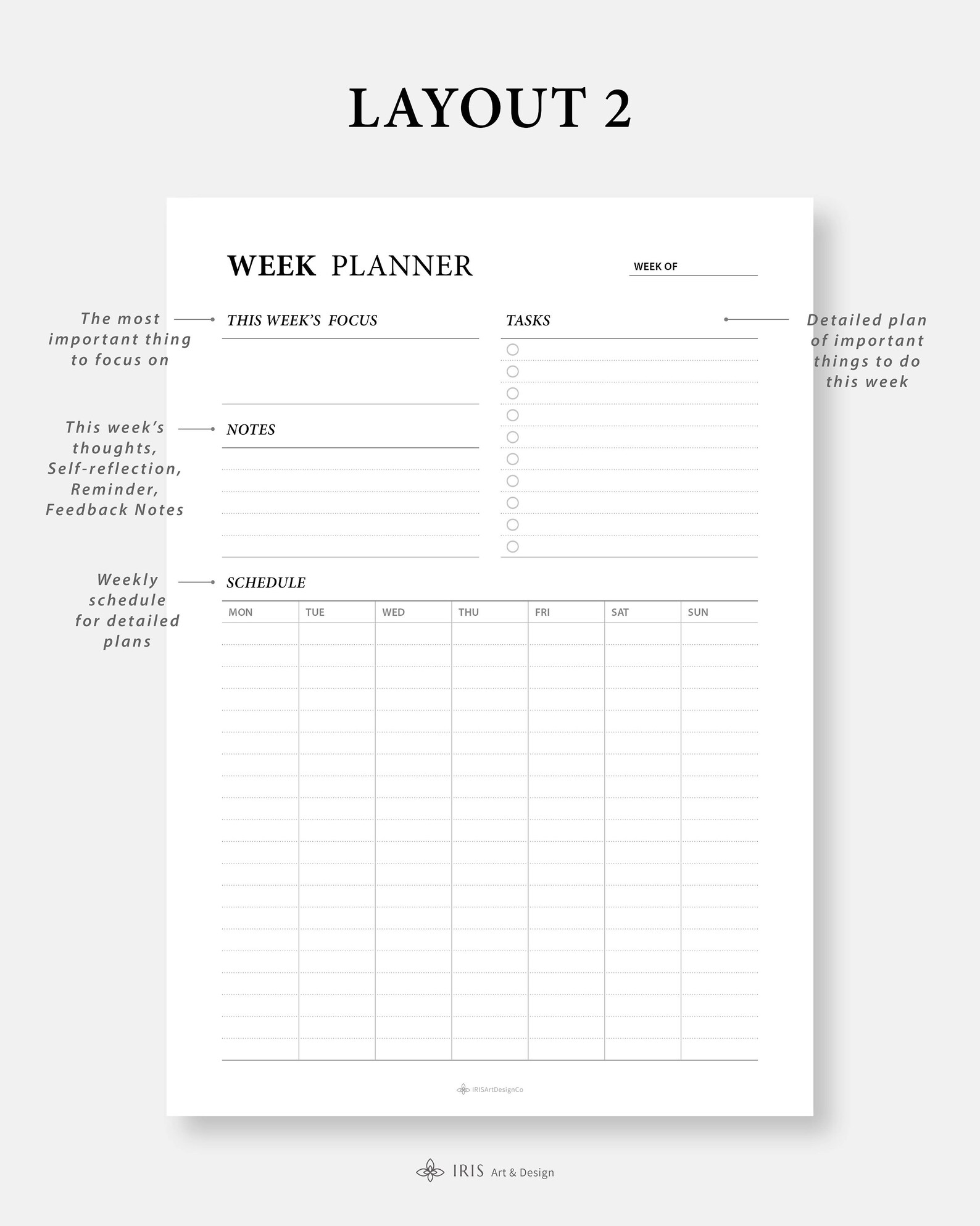 Week Planner Printable Weekly Organizer Weekly Planner Pad Undated ...