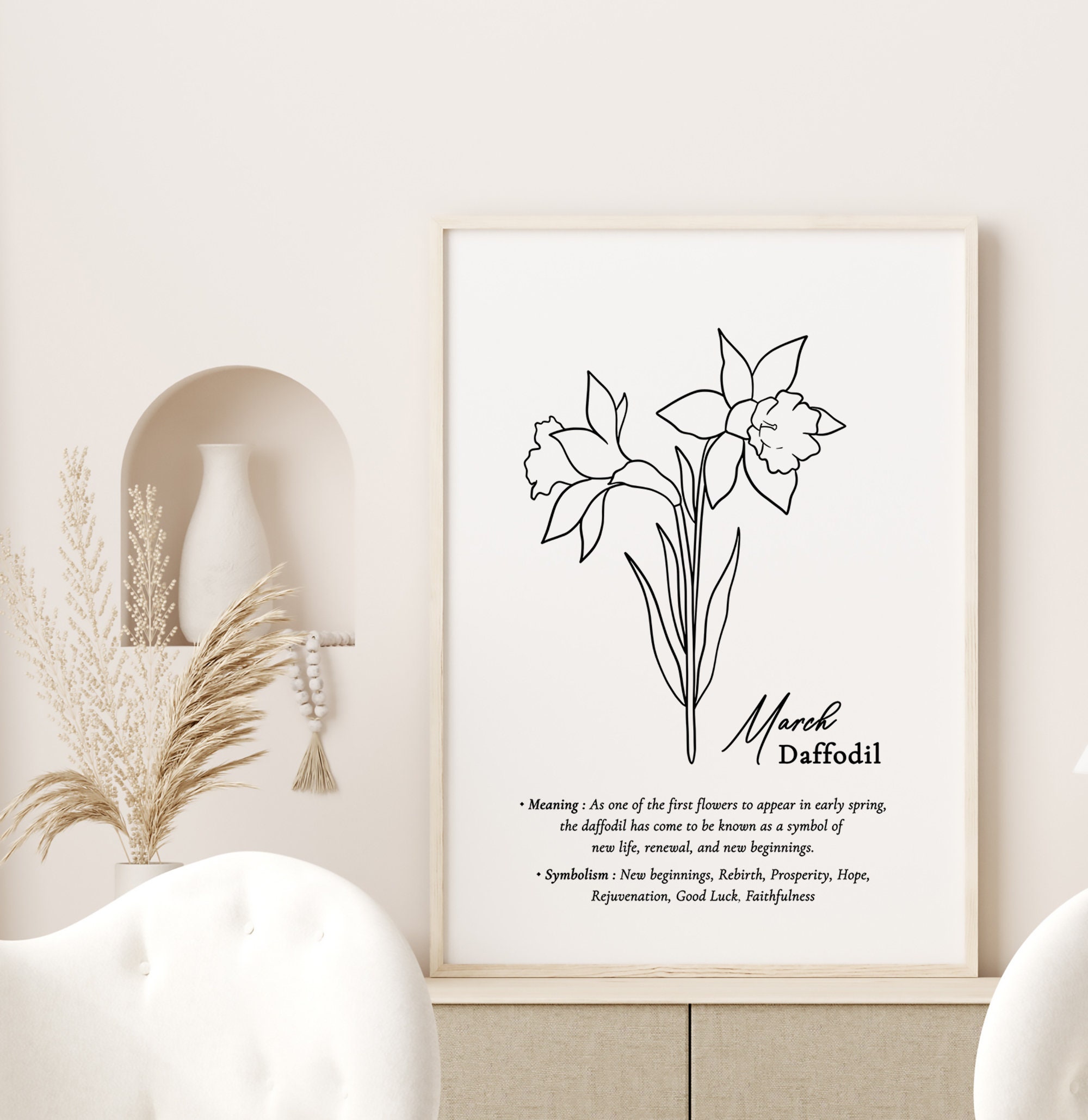 Birth Month Flower Print, Printable Wall Art, March Birth Month ...