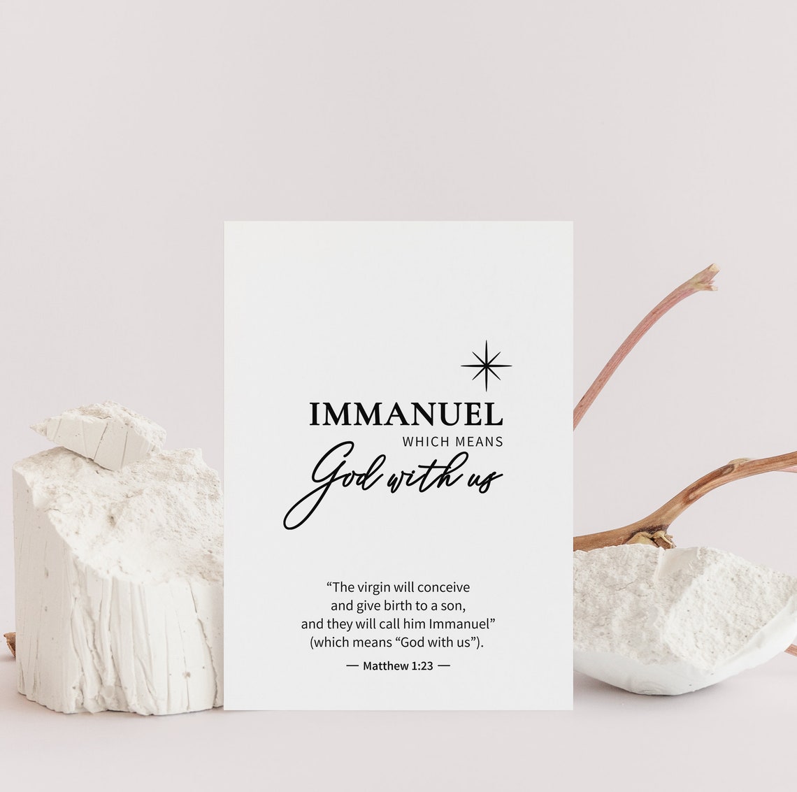 Immanuel Print, God With Us, Matthew 1:23, Bible Verse Printable Wall ...