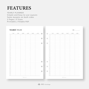Year at a Glance Printable on 2 Pages | Yearly 12 Months Schedule ...