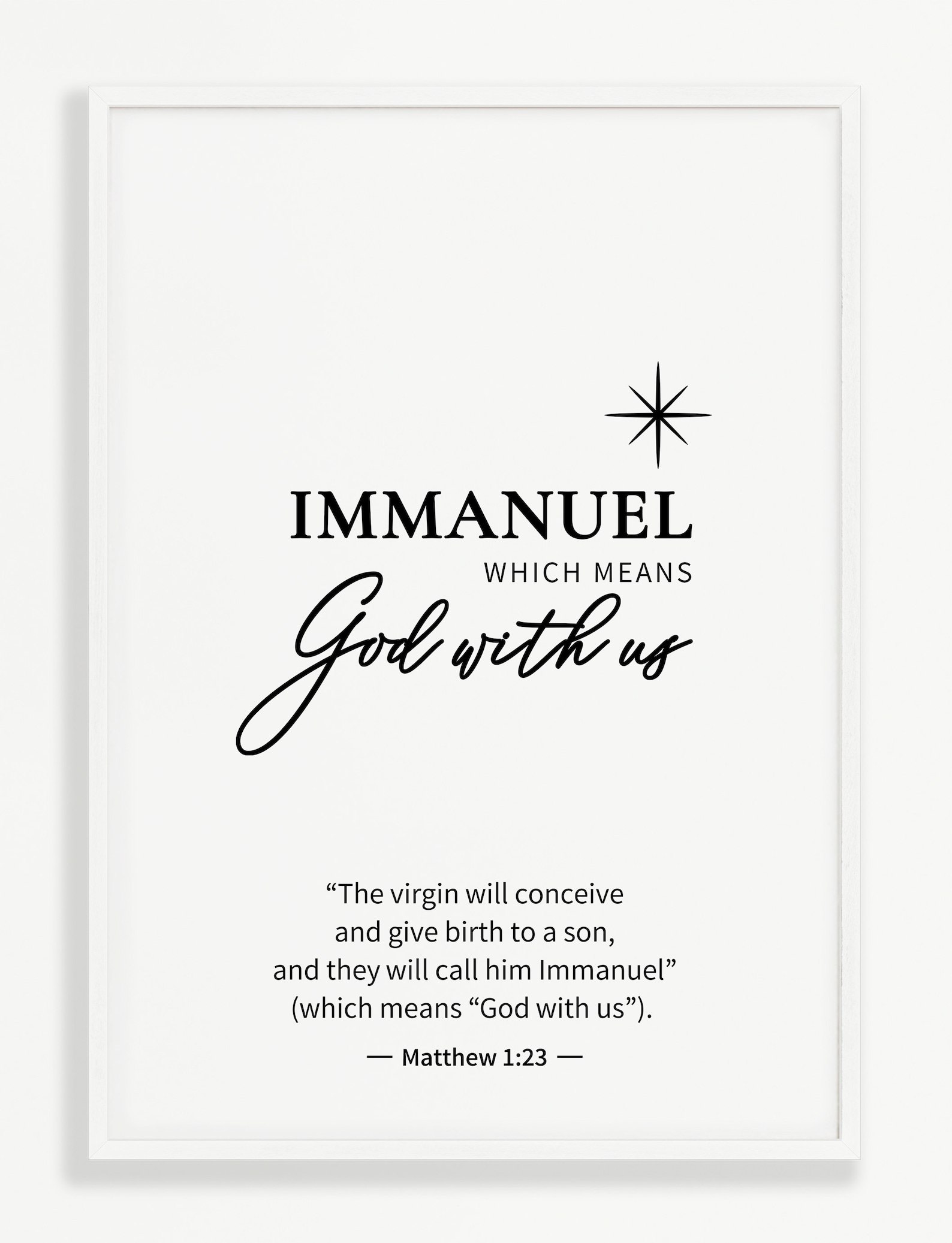 Immanuel Print, God With Us, Matthew 1:23, Bible Verse Printable Wall ...